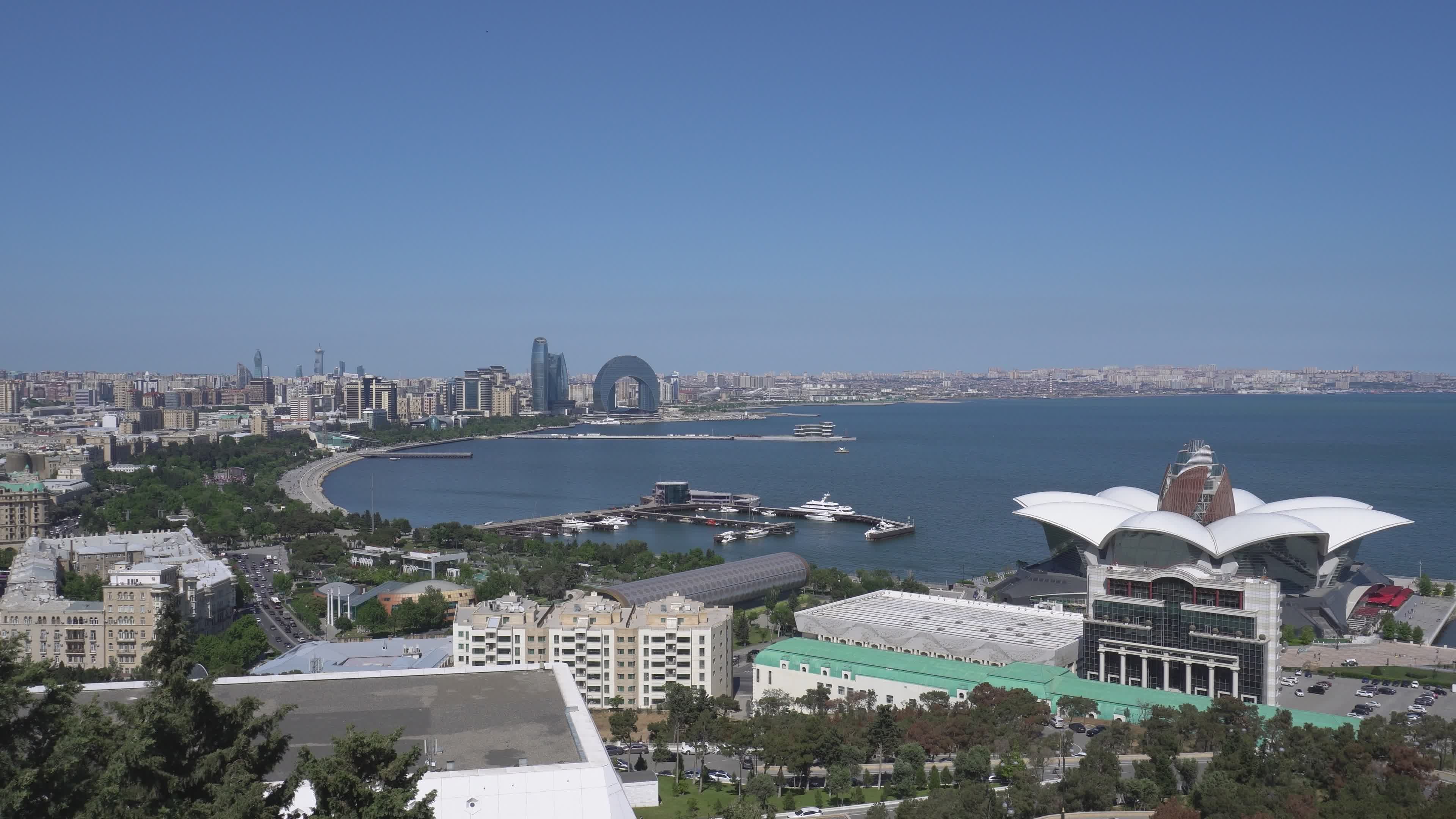 Baku Cityscape with Caspian Sea View Free Stock Video Footage, Royalty ...