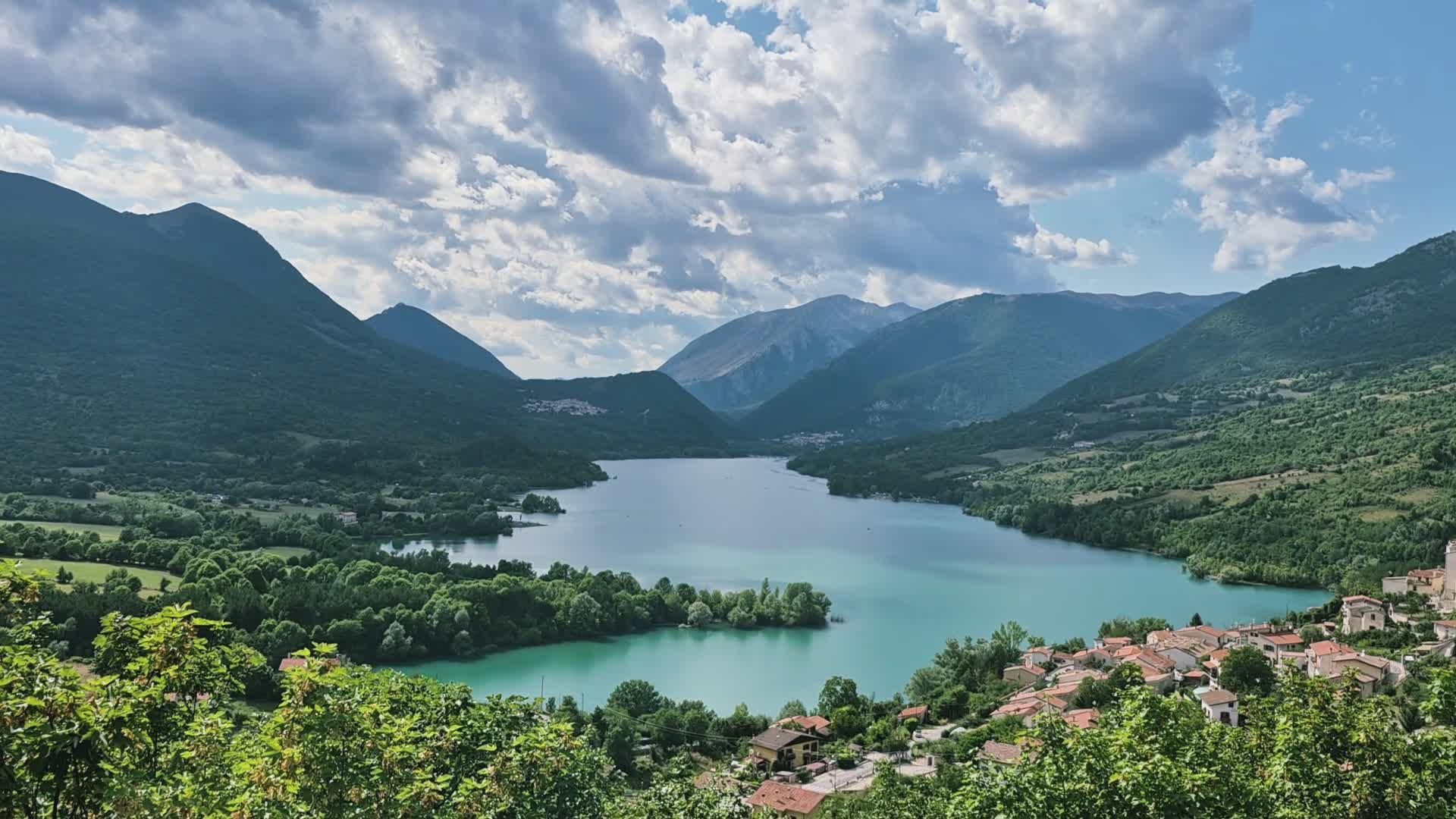 Scenic Italian Lake with Hilltop Village Free Stock Video Footage ...
