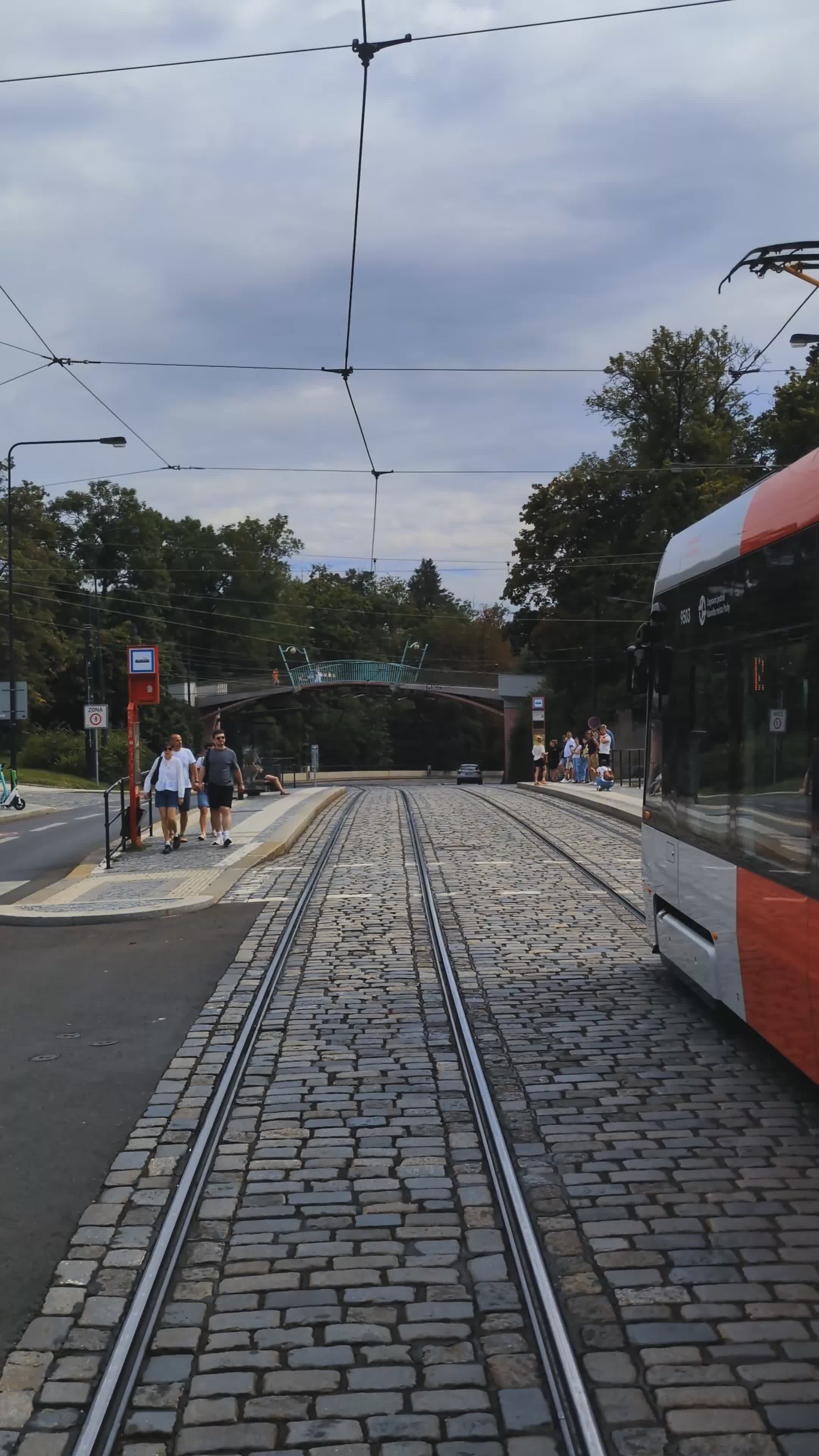 City Tram Moving Through Cobblestone Street Free Stock Video Footage ...