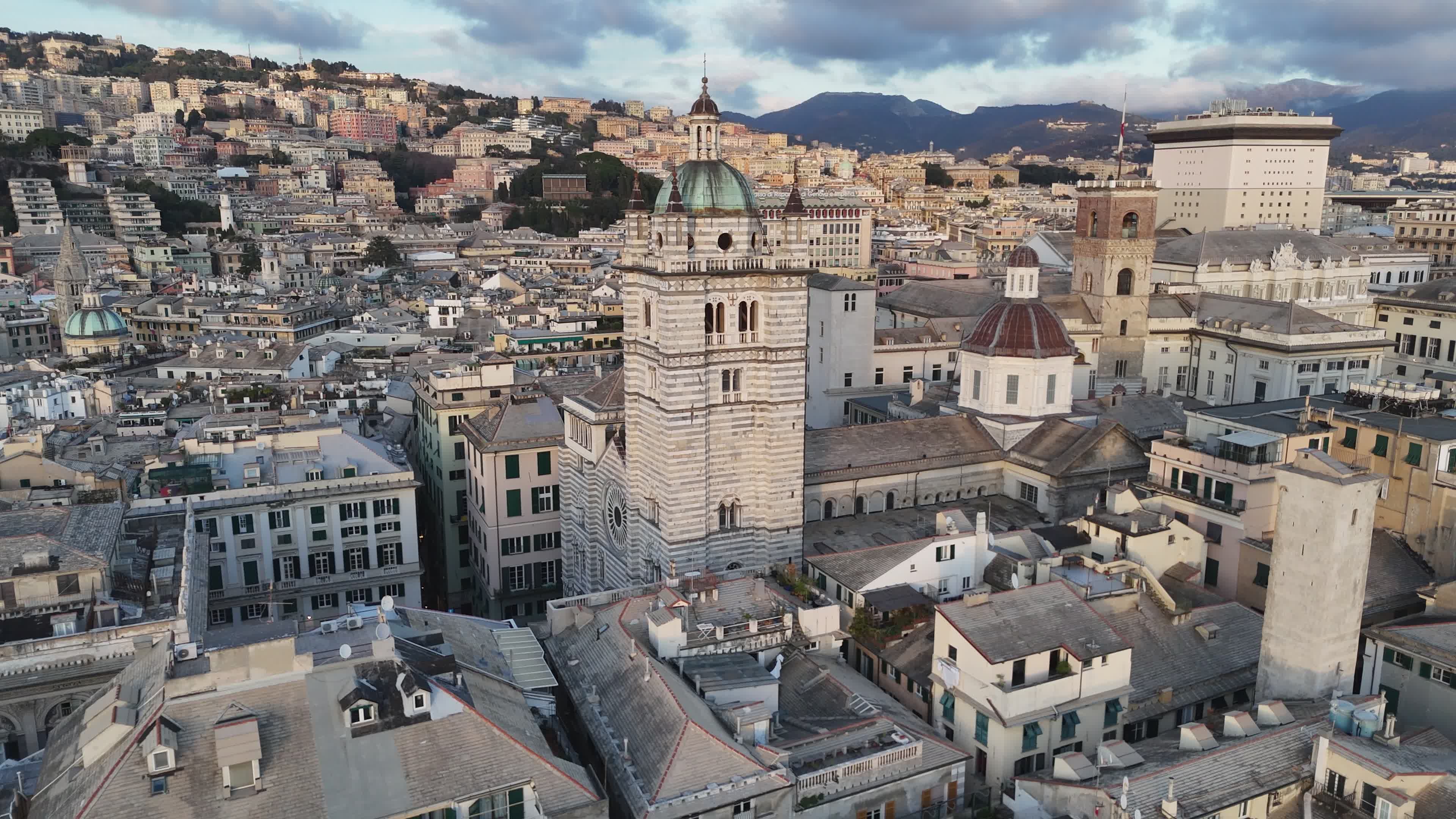 Aerial View of Historic Genoa Cityscape Free Stock Video Footage ...