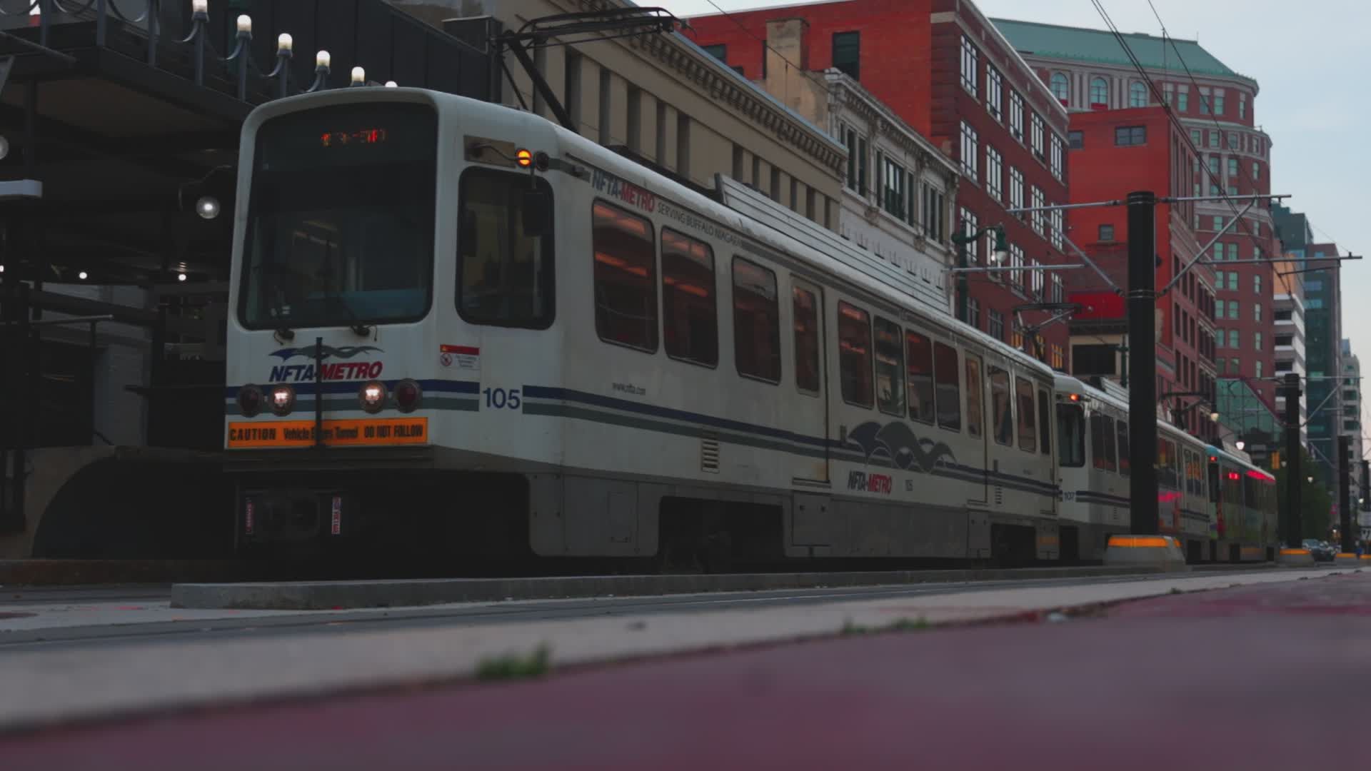 City Tram Arriving at Urban Train Station Free Stock Video Footage ...