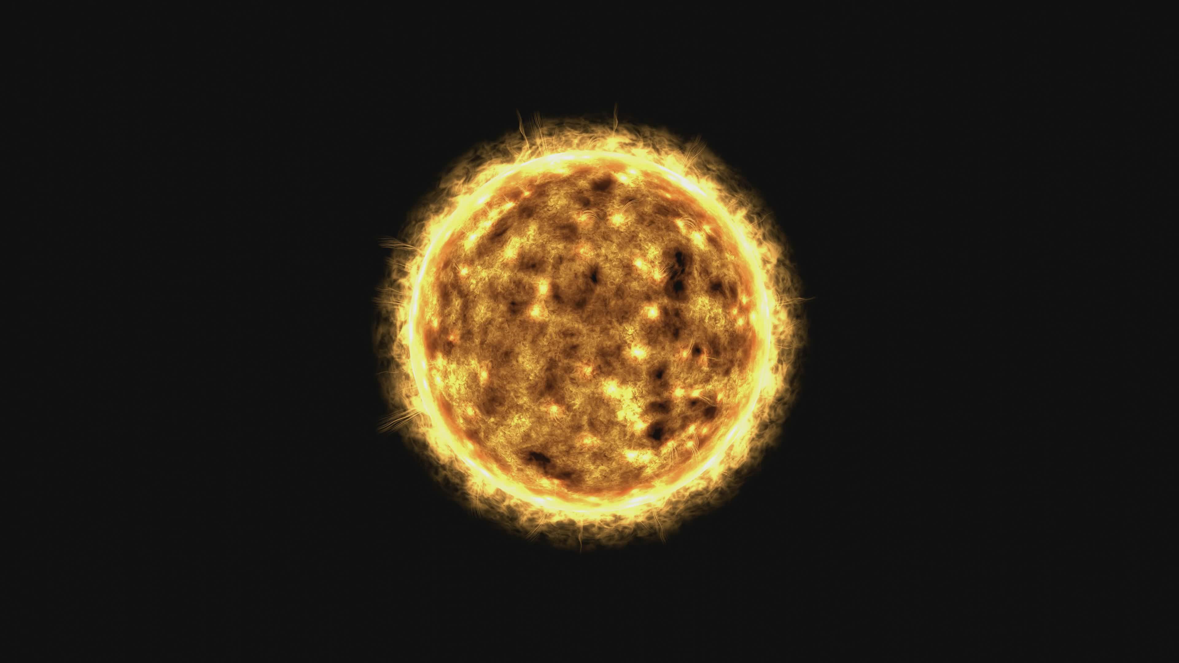 Detailed Close-Up Animation of Glowing Sun Surface Free Stock Video ...