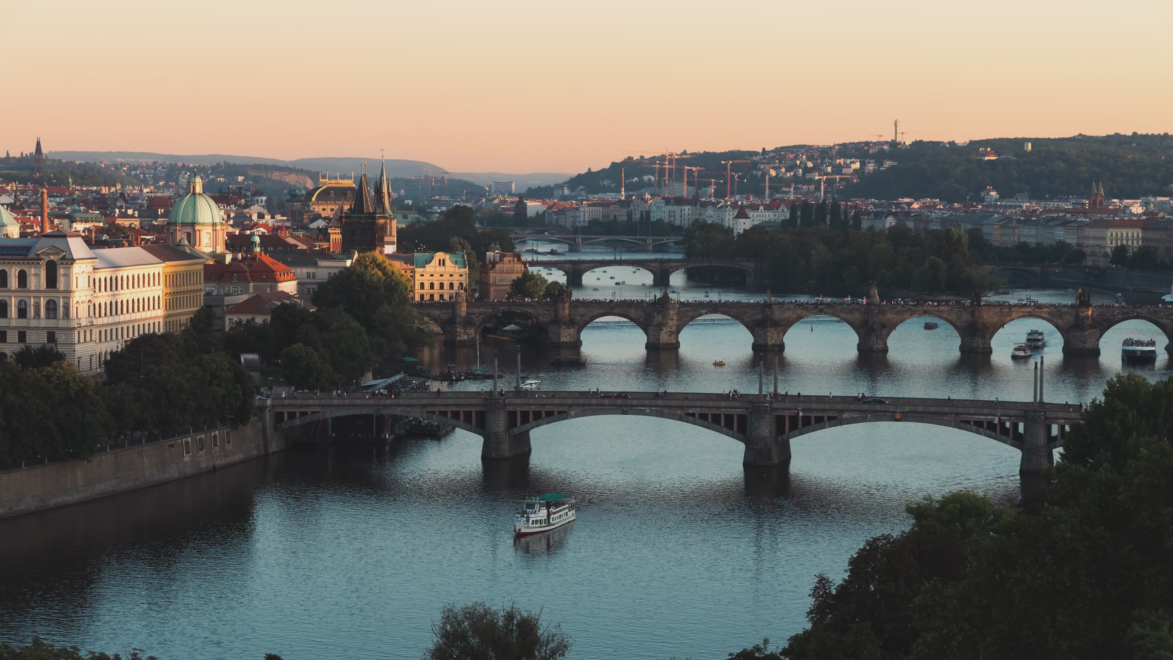 Stunning Prague Skyline at Twilight with Charles Bridge Free Stock ...