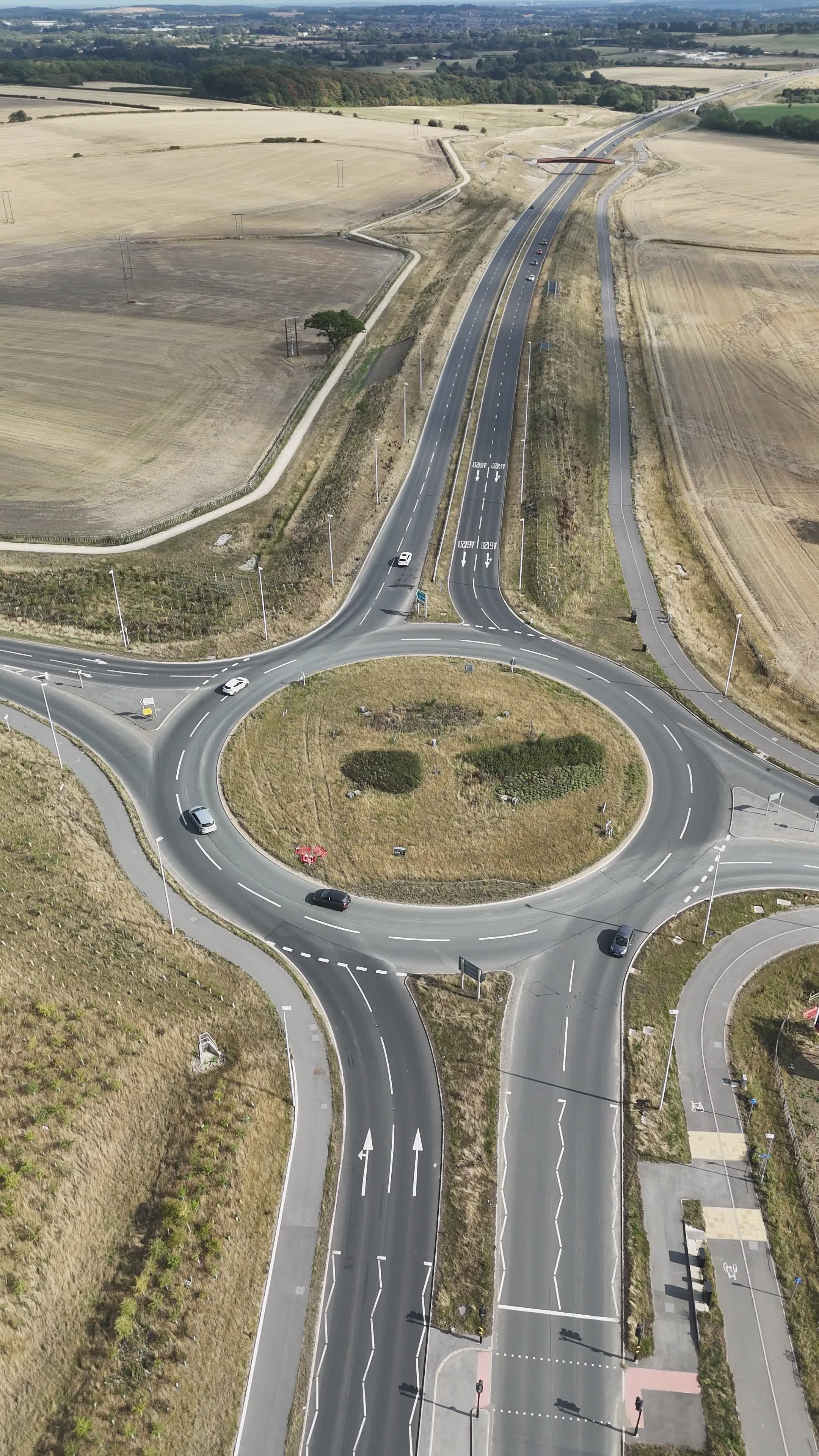 Aerial View of Rural Traffic Roundabout Free Stock Video Footage ...