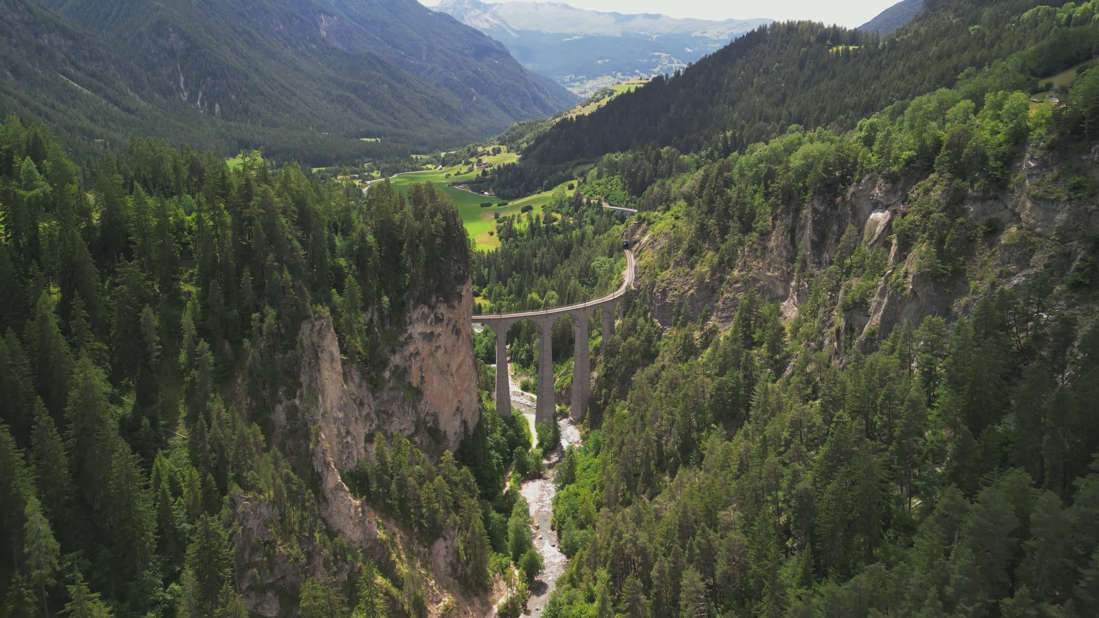 Aerial View of Stunning Swiss Alpine Bridge Free Stock Video Footage ...