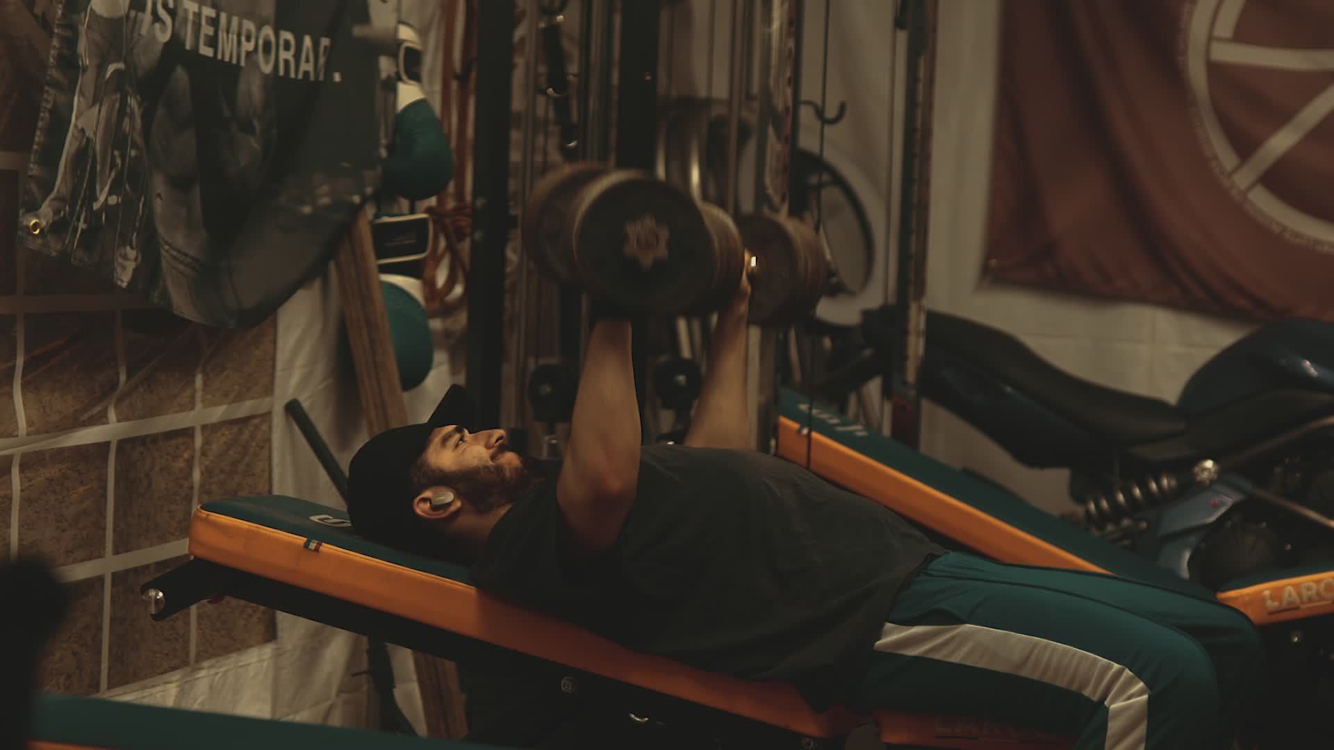 Intense Dumbbell Workout in Home Gym Free Stock Video Footage, Royalty ...