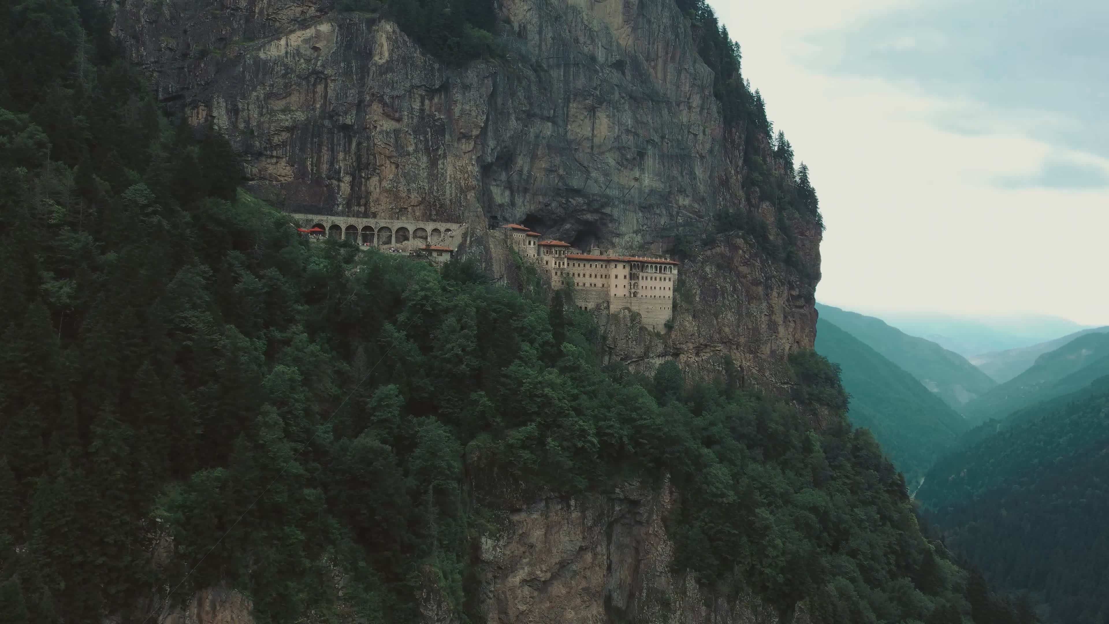 Aerial View of Sumela Monastery in Trabzon Free Stock Video Footage ...