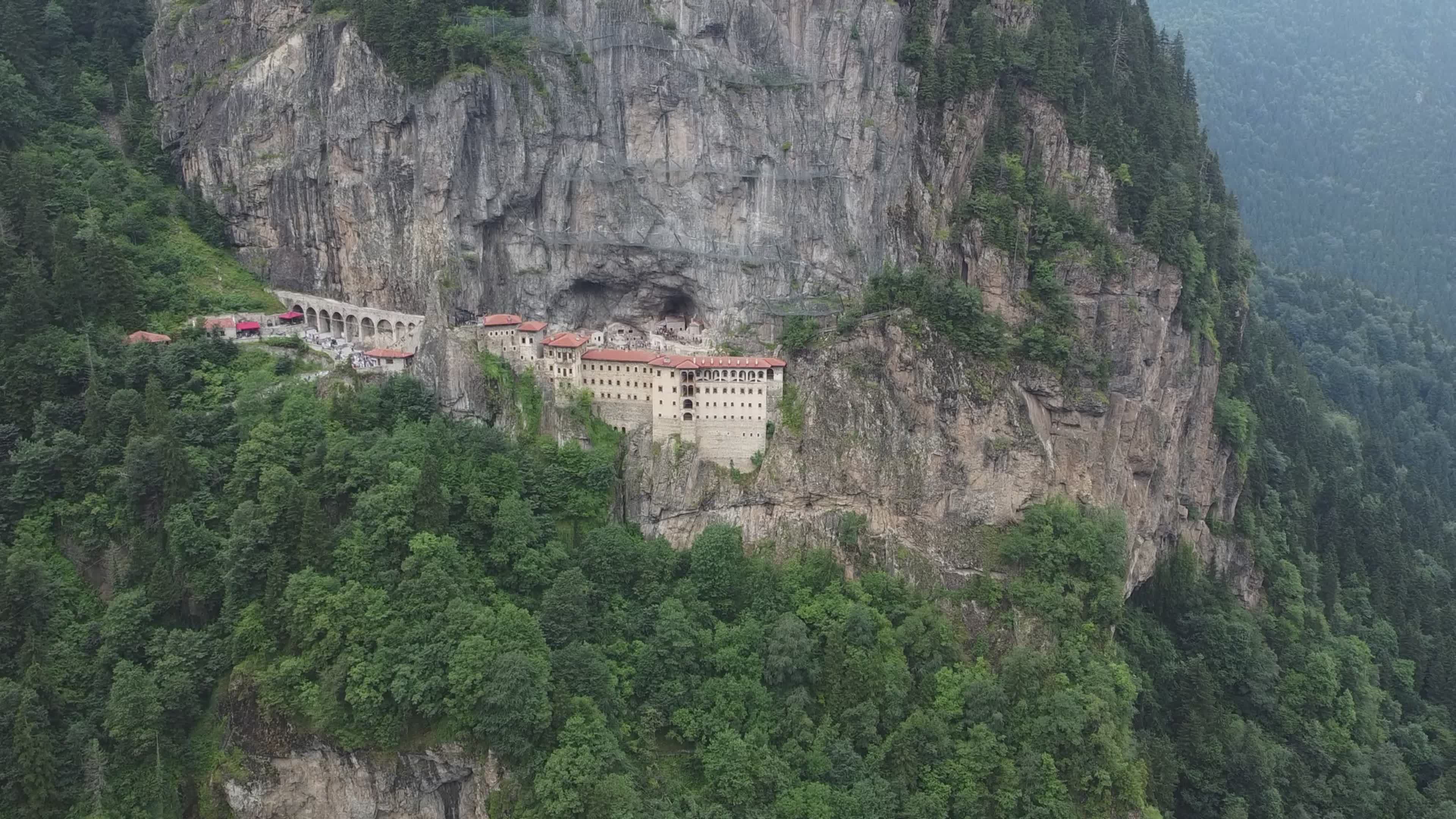 Aerial View of Sumela Monastery in Trabzon Free Stock Video Footage ...