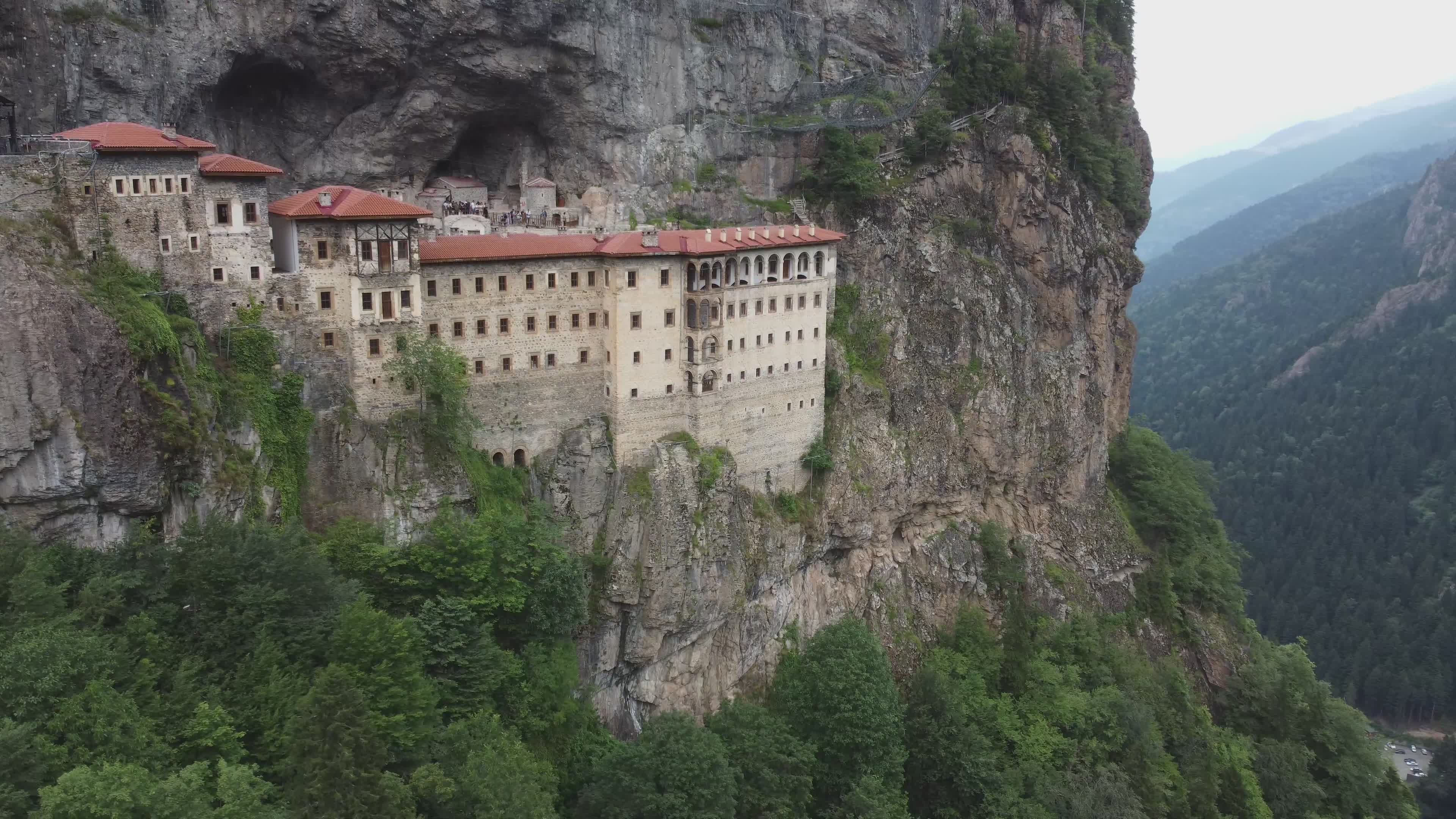 Aerial View of Sumela Monastery in Trabzon Free Stock Video Footage ...