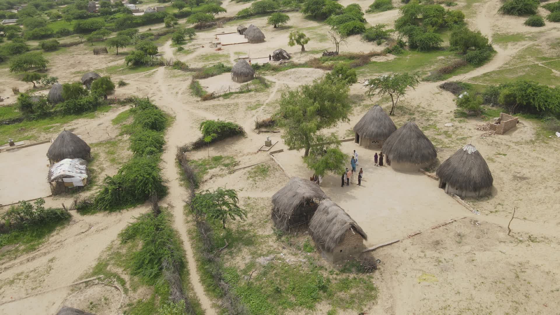 Aerial View of Thar Desert Village Huts in Sindh Free Stock Video ...