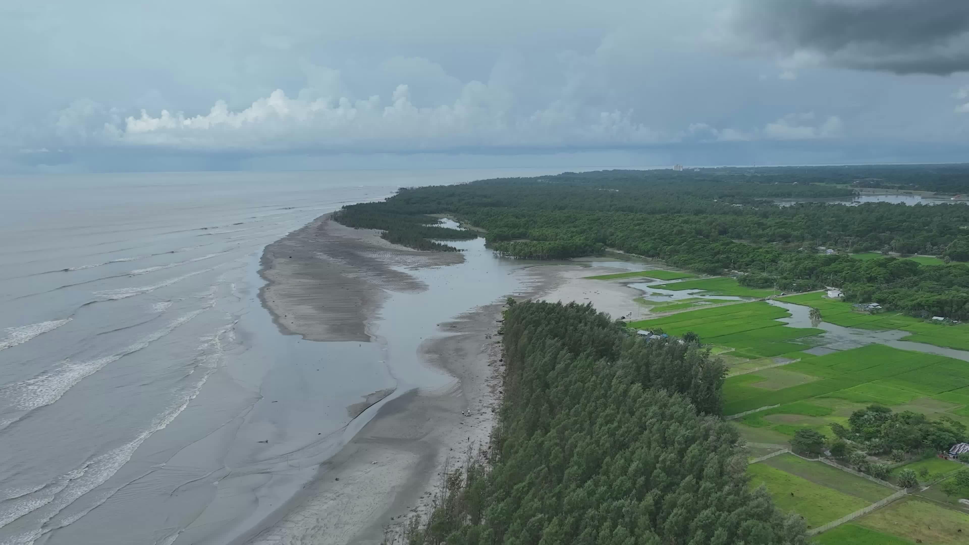 Scenic Aerial View of Kuakata Sea Beach, Bangladesh Free Stock Video Footage, Royalty-Free 4K ...