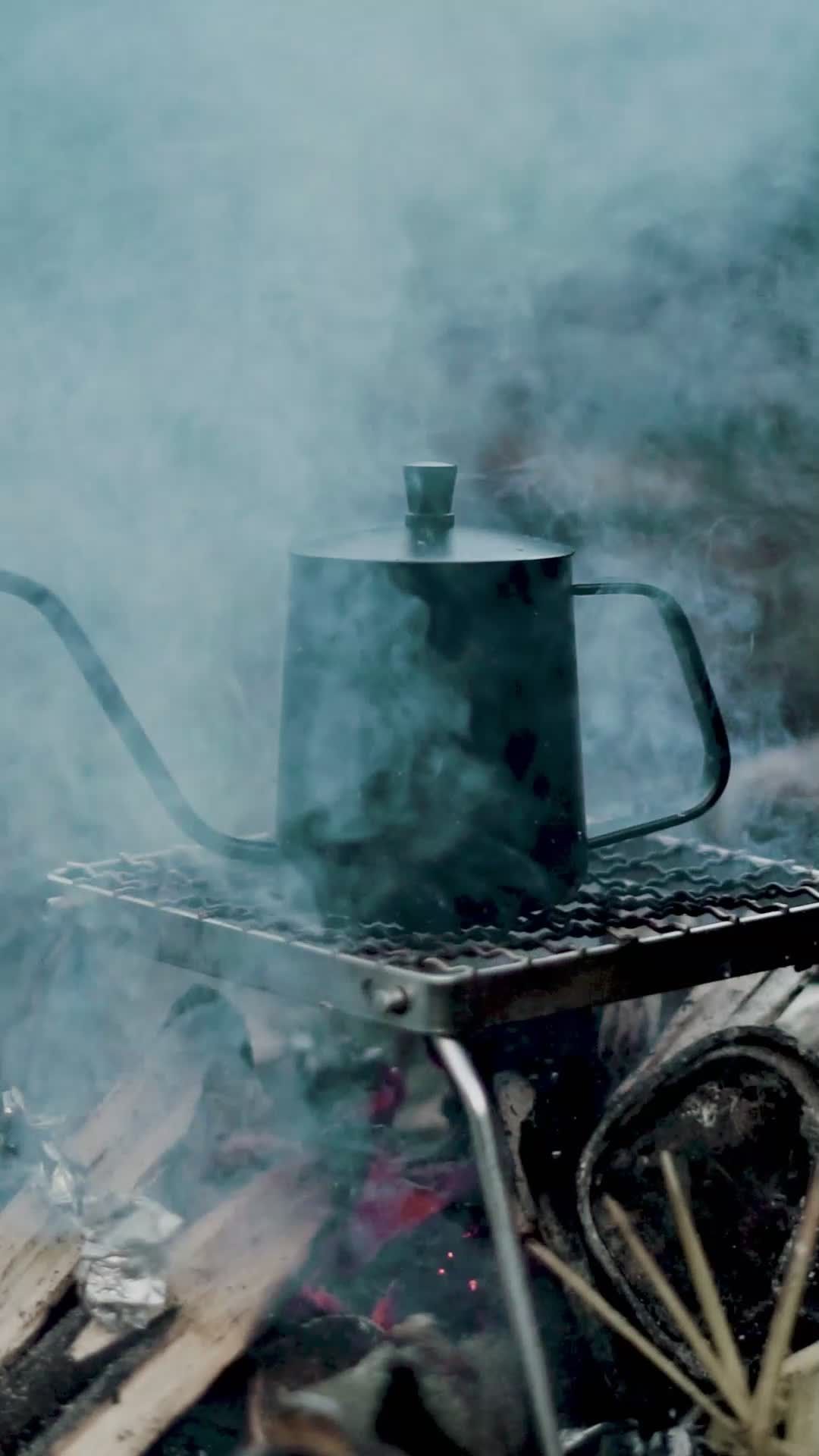 Outdoor Coffee Brewing with Smoky Aroma Free Stock Video Footage ...