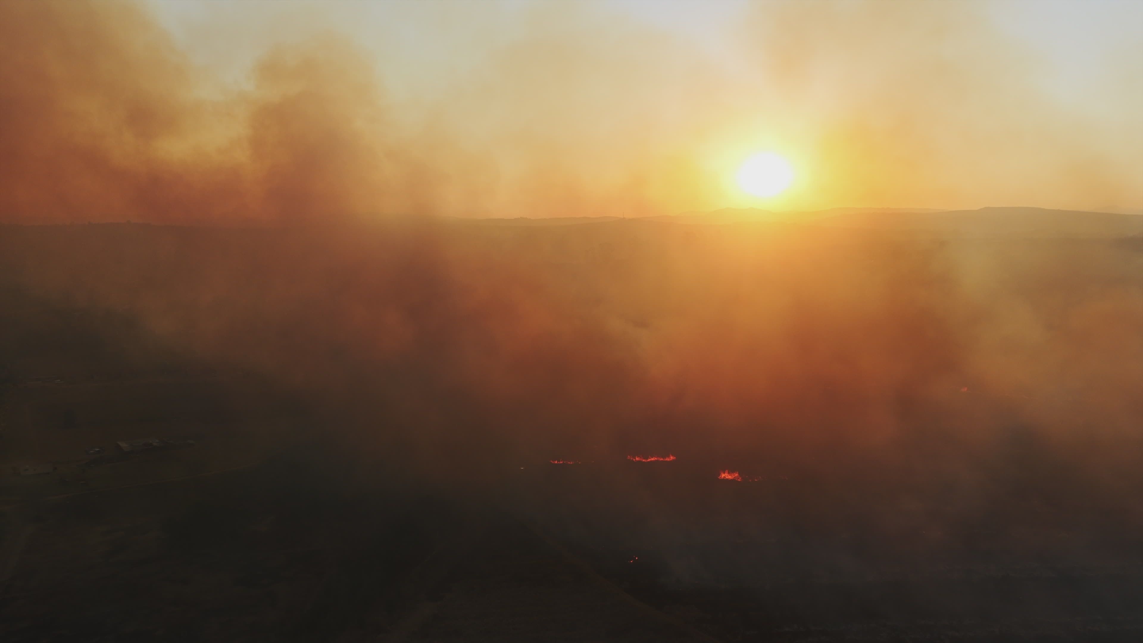 Dramatic Aerial Footage of Forest Fire at Sunset Free Stock Video ...