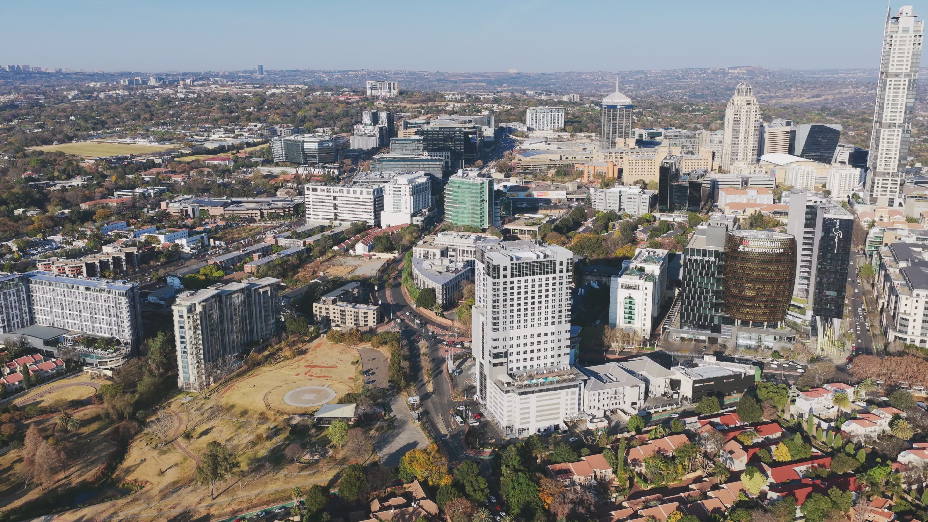 Aerial View of Sandton Skyline in Johannesburg Free Stock Video Footage ...