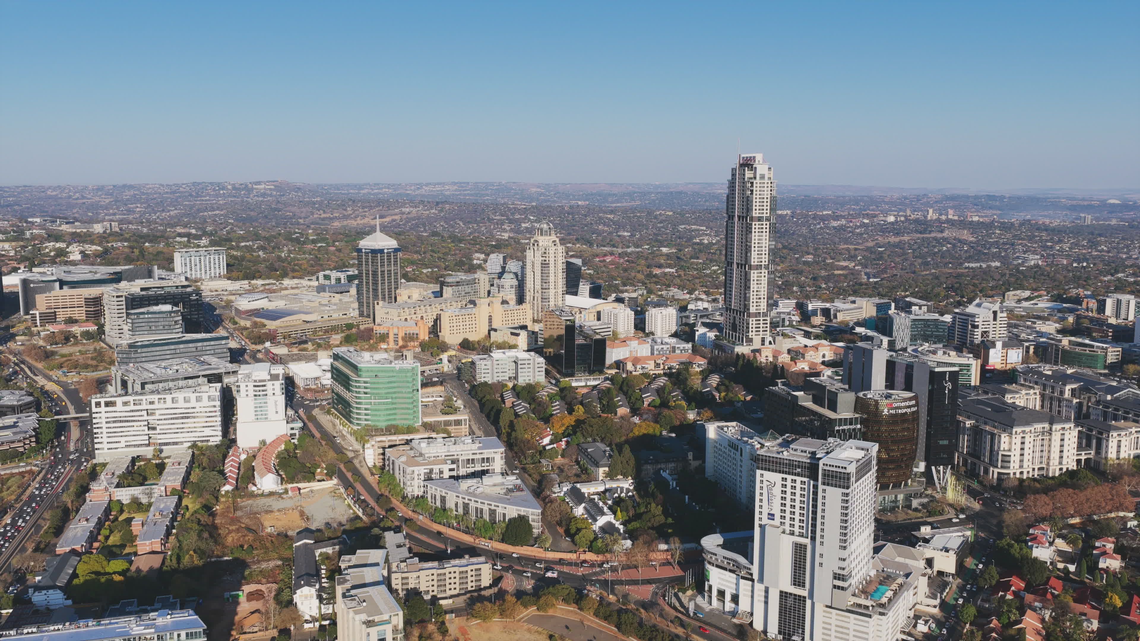 Aerial View of Sandton Skyline in Johannesburg Free Stock Video Footage ...