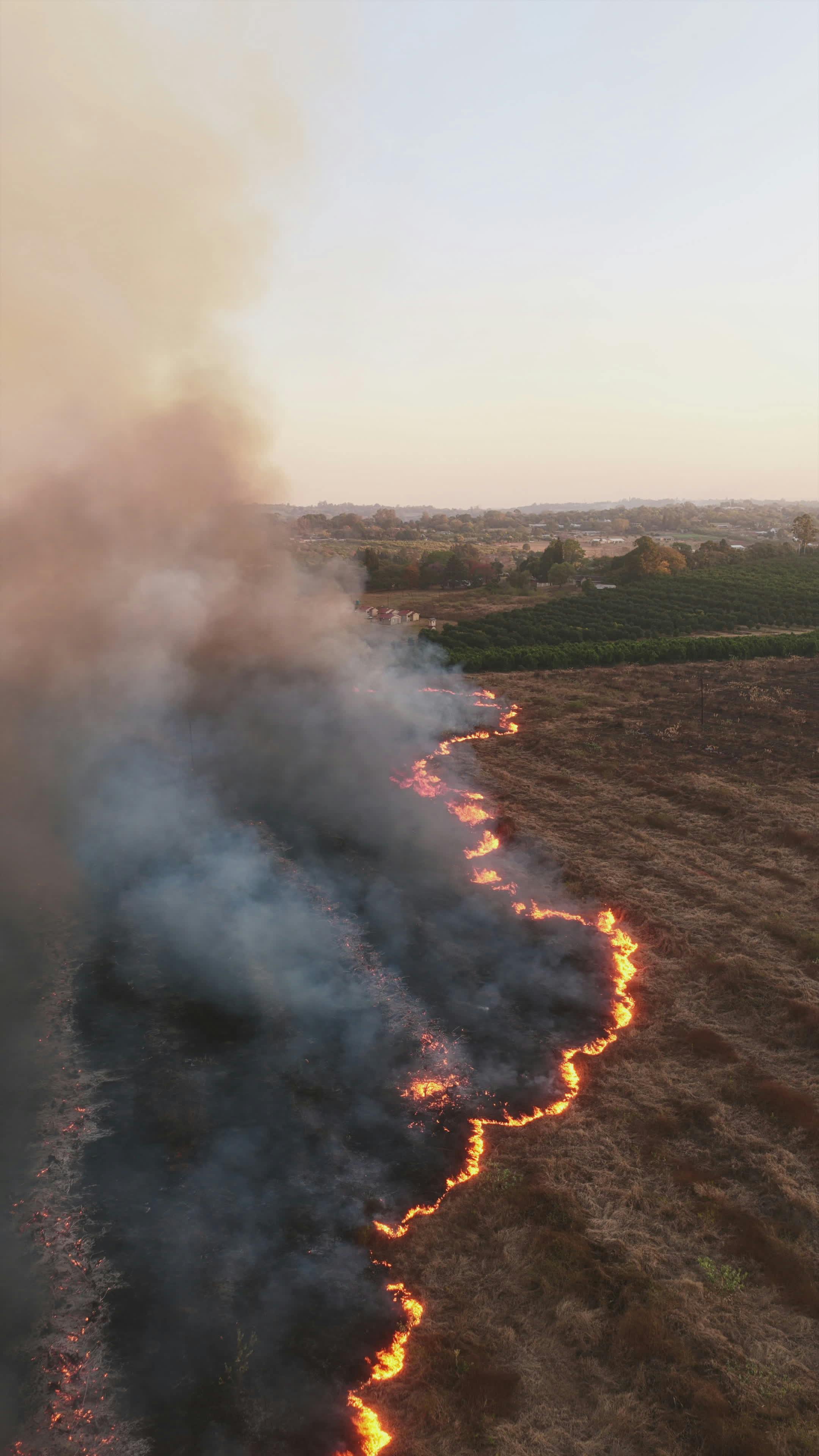 Aerial View of Controlled Farm Fire at Sunset Free Stock Video Footage ...
