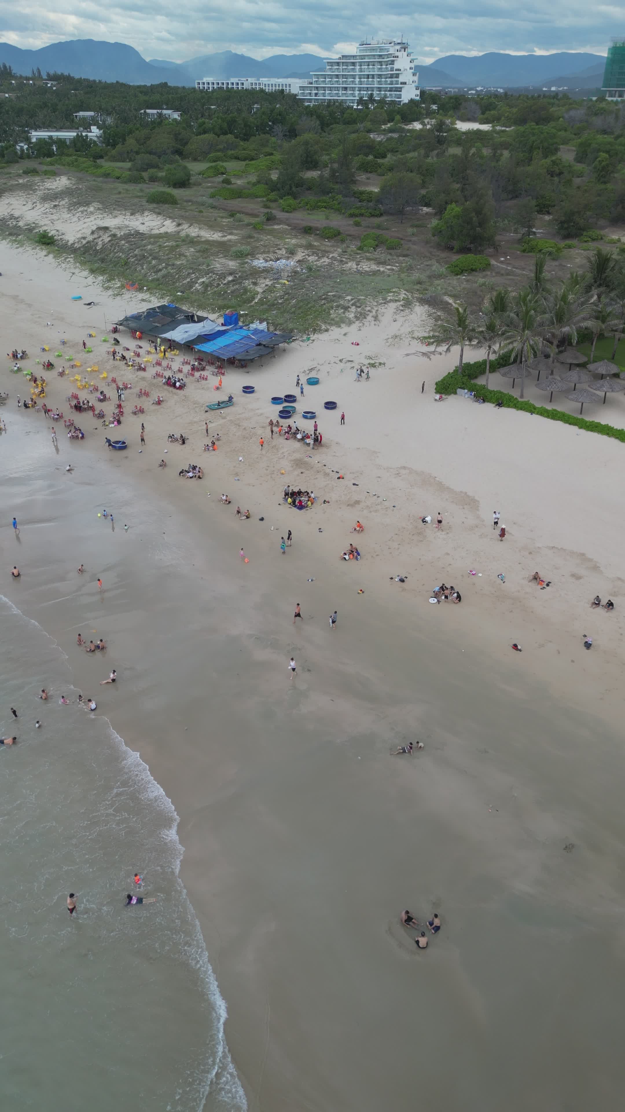 Aerial View of Vibrant Beachfront Scenery Free Stock Video Footage ...