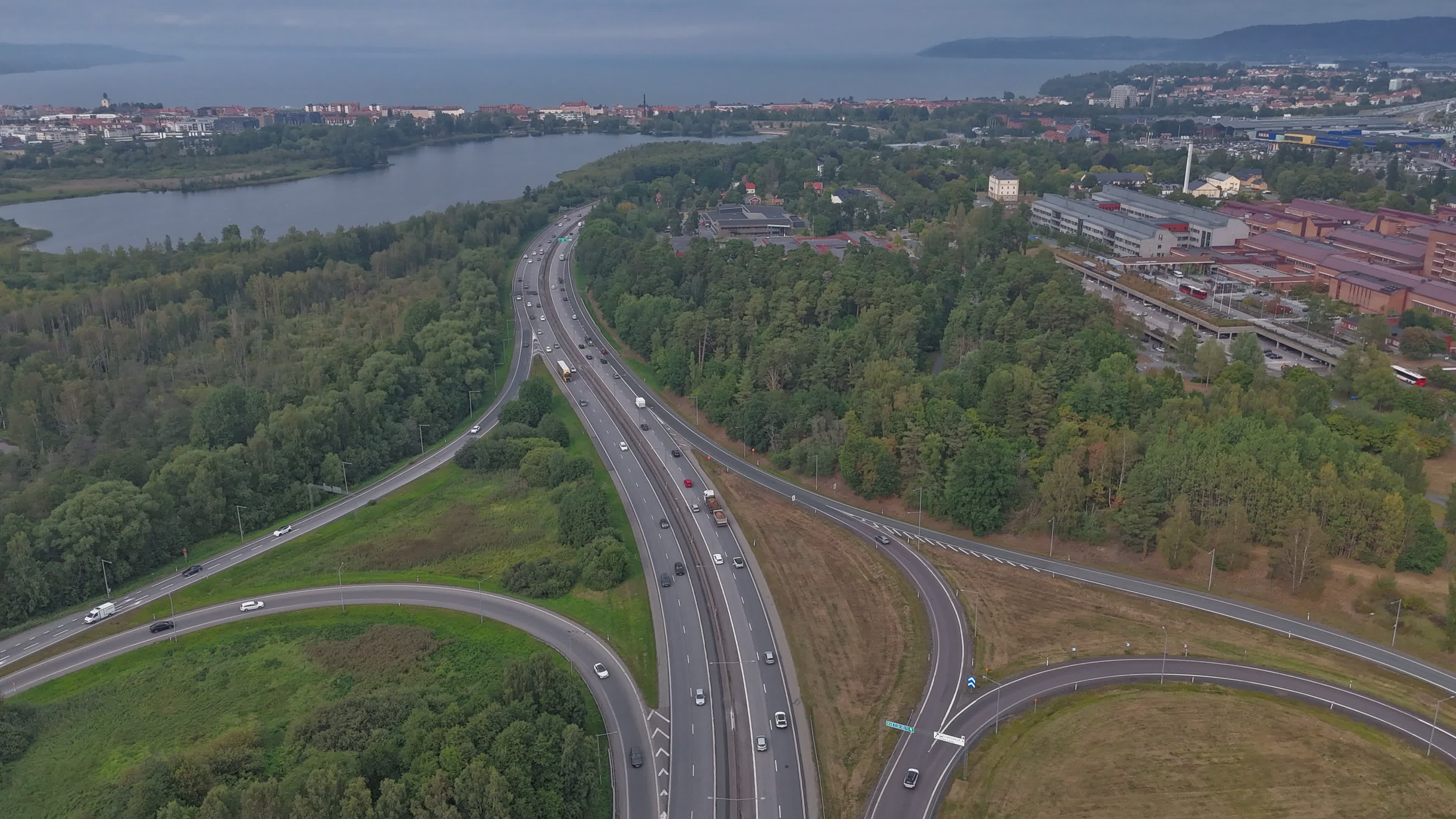 Aerial View of Busy Swedish Highway in Summer Free Stock Video Footage ...