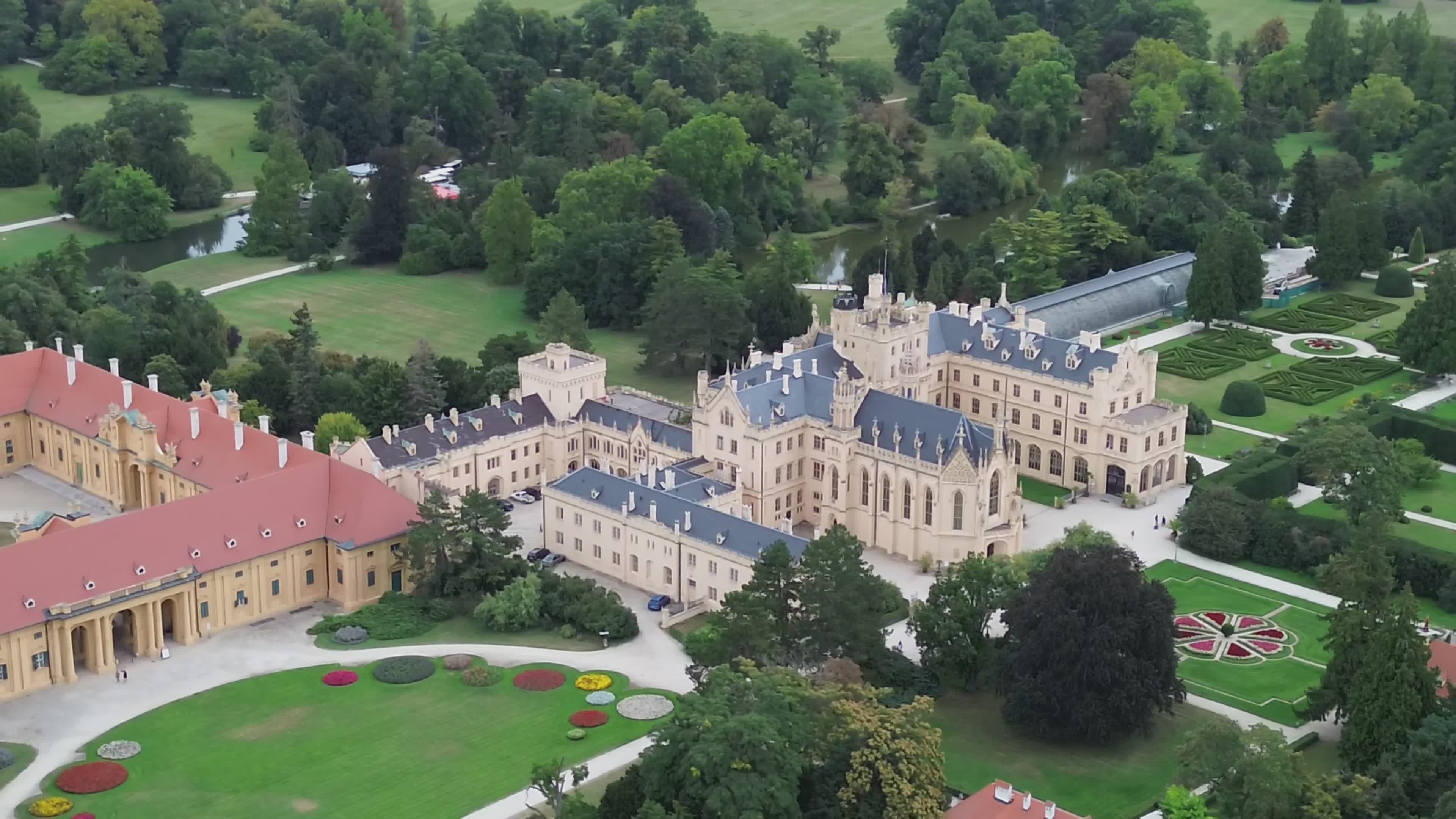 Aerial View of Lednice Castle in Czech Republic Free Stock Video ...