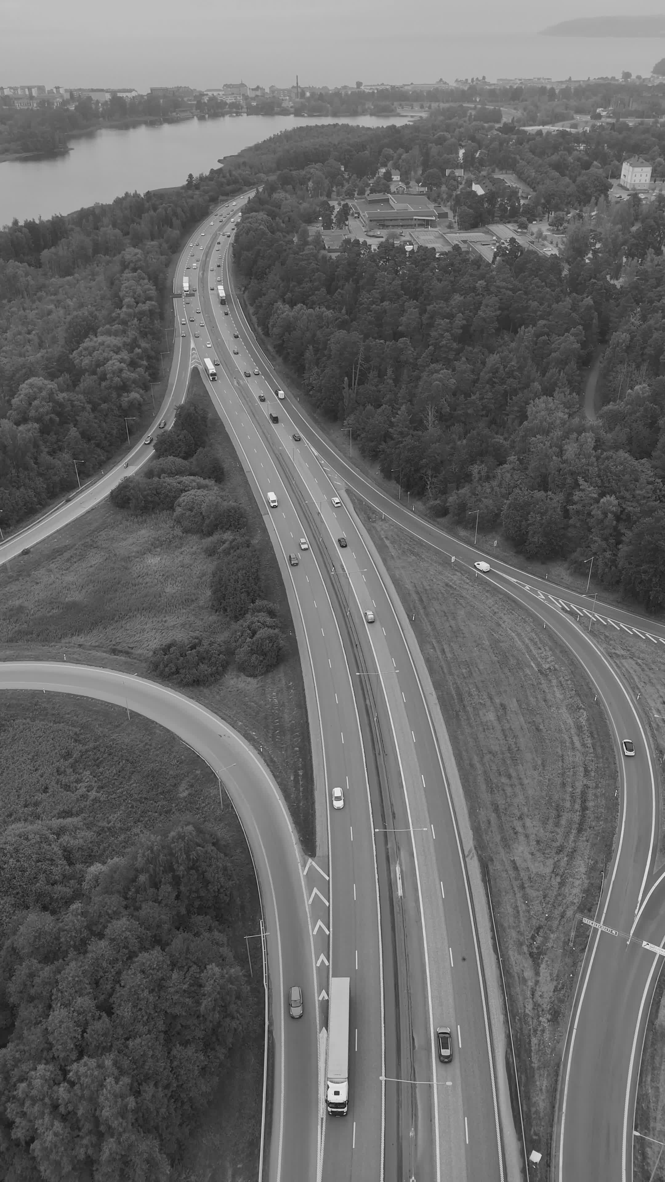 Aerial View of Swedish Highway Traffic Free Stock Video Footage ...