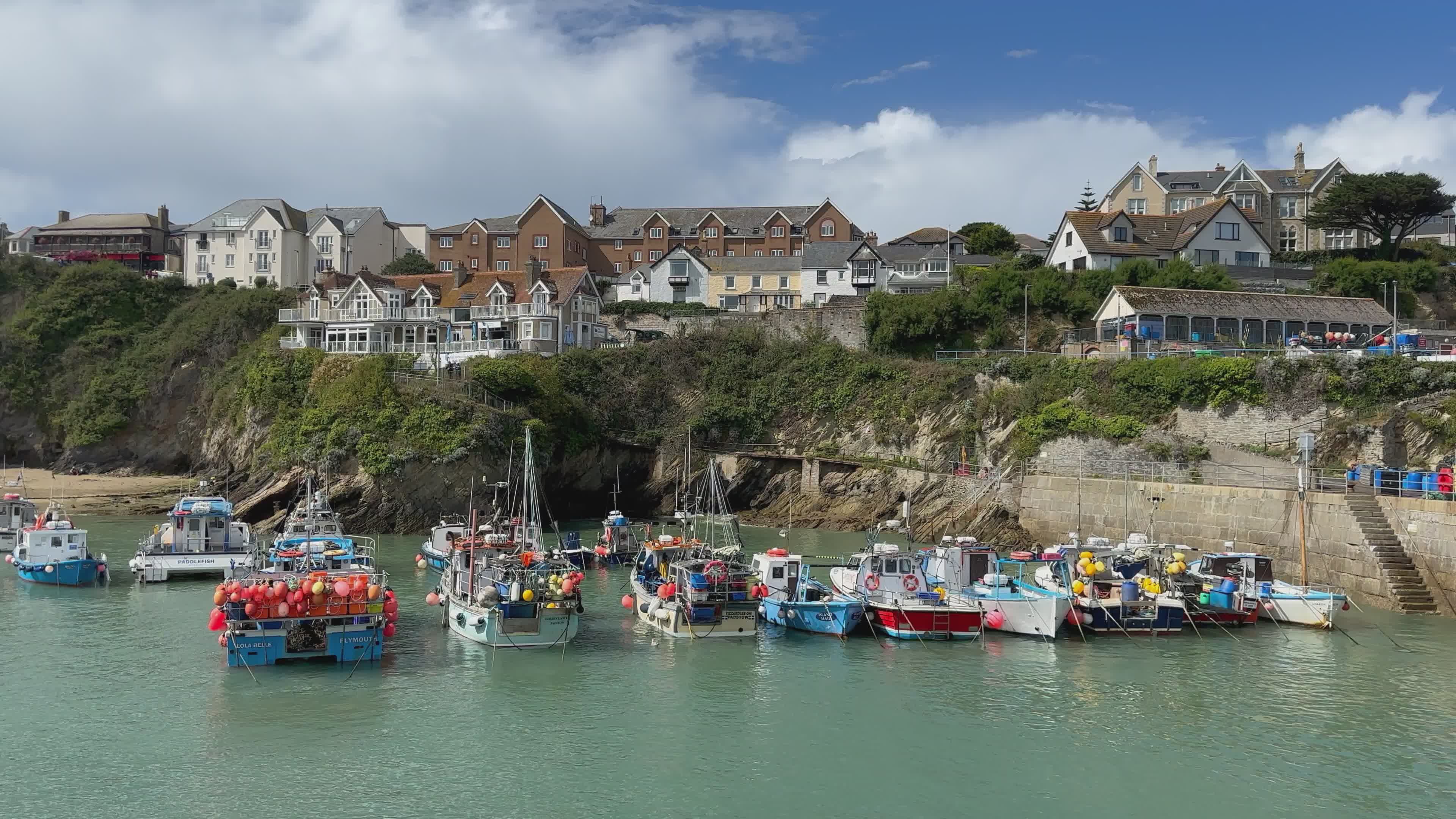 Charming Cornish Fishing Village Seascape Free Stock Video Footage ...