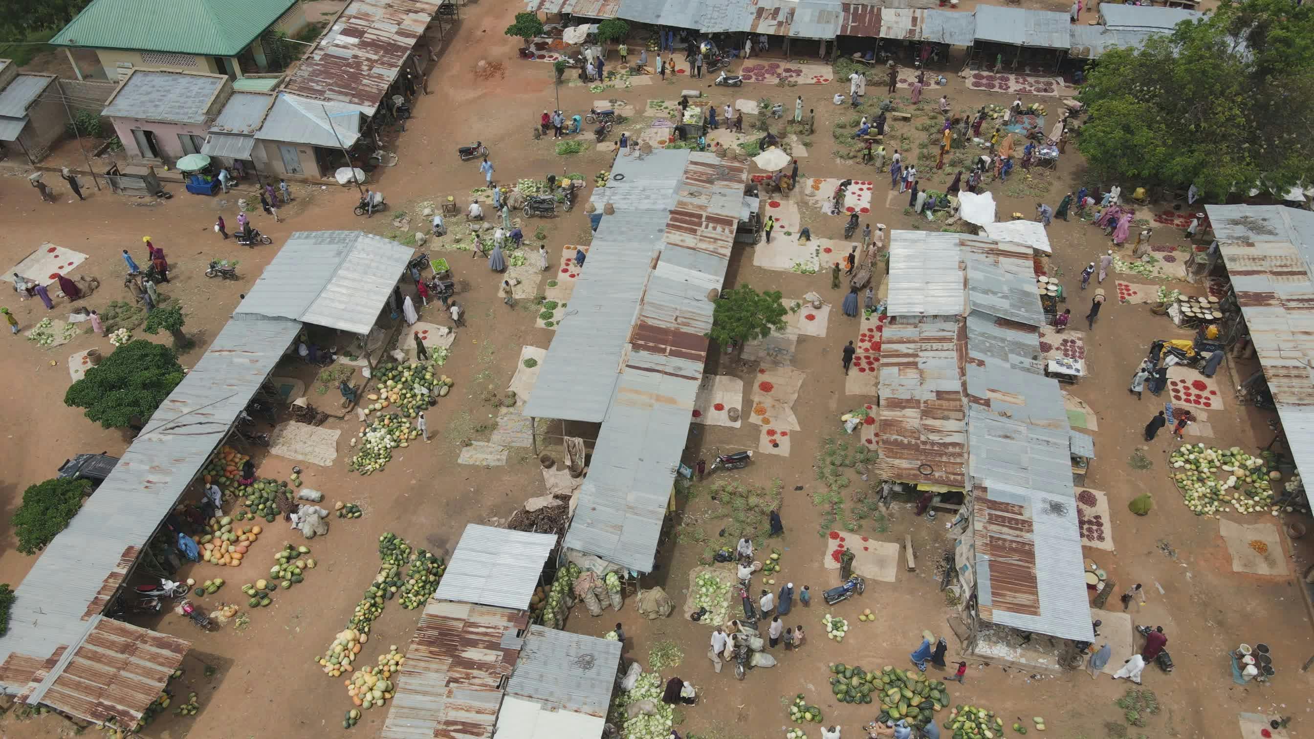 Aerial View of Lively Local Market Outdoors Free Stock Video Footage ...