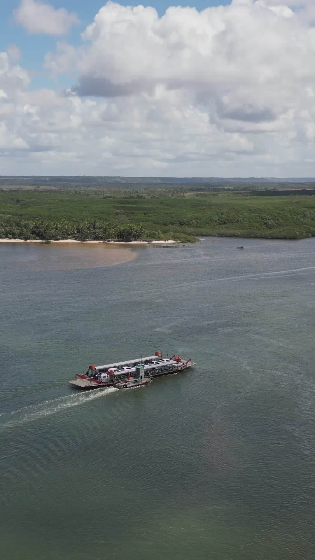 Aerial View of Ferry on a Scenic Waterway Free Stock Video Footage ...