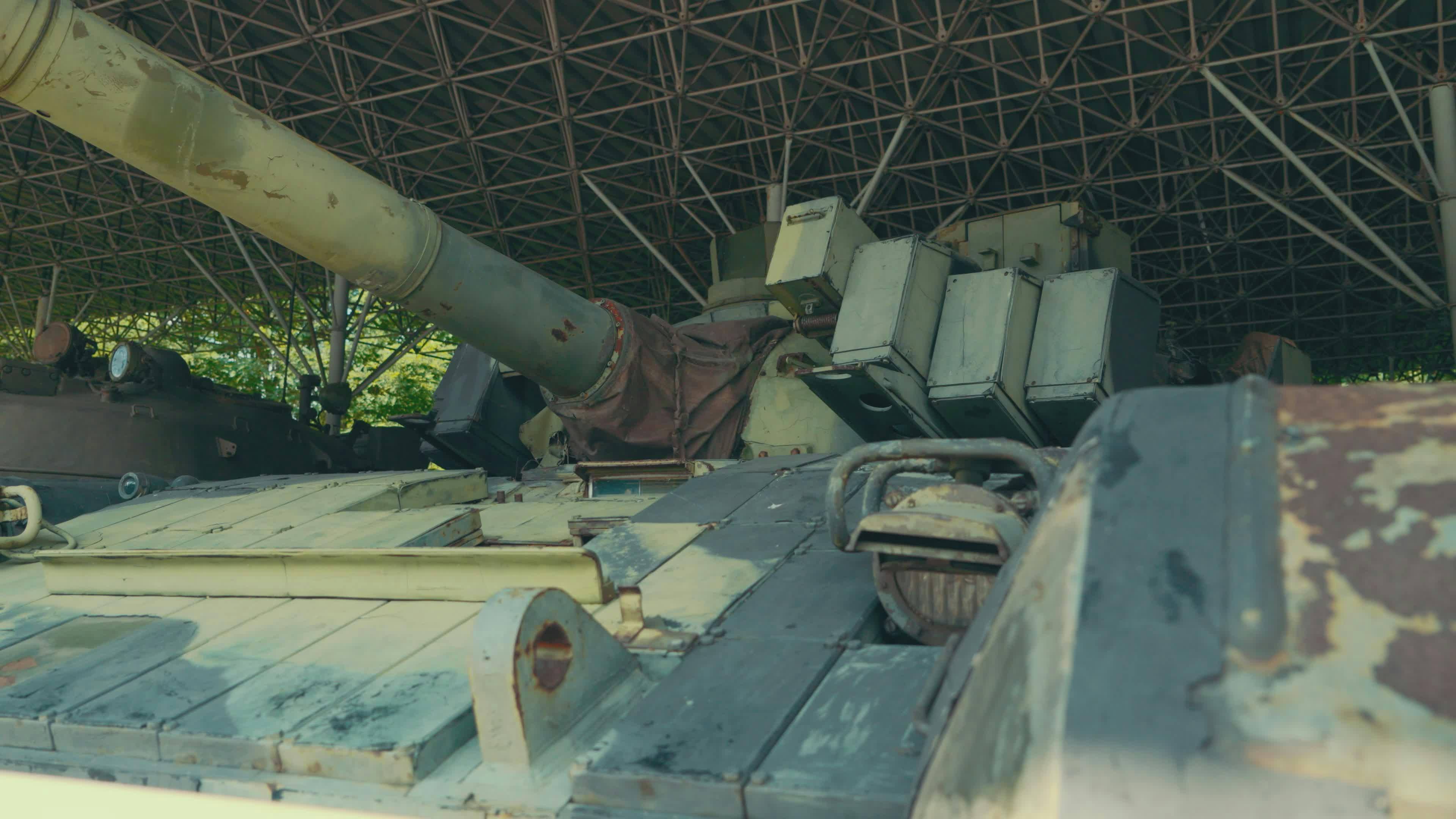 Old Military Tank on Display in Museum Free Stock Video Footage, Royalty-Free 4K & HD Video Clip