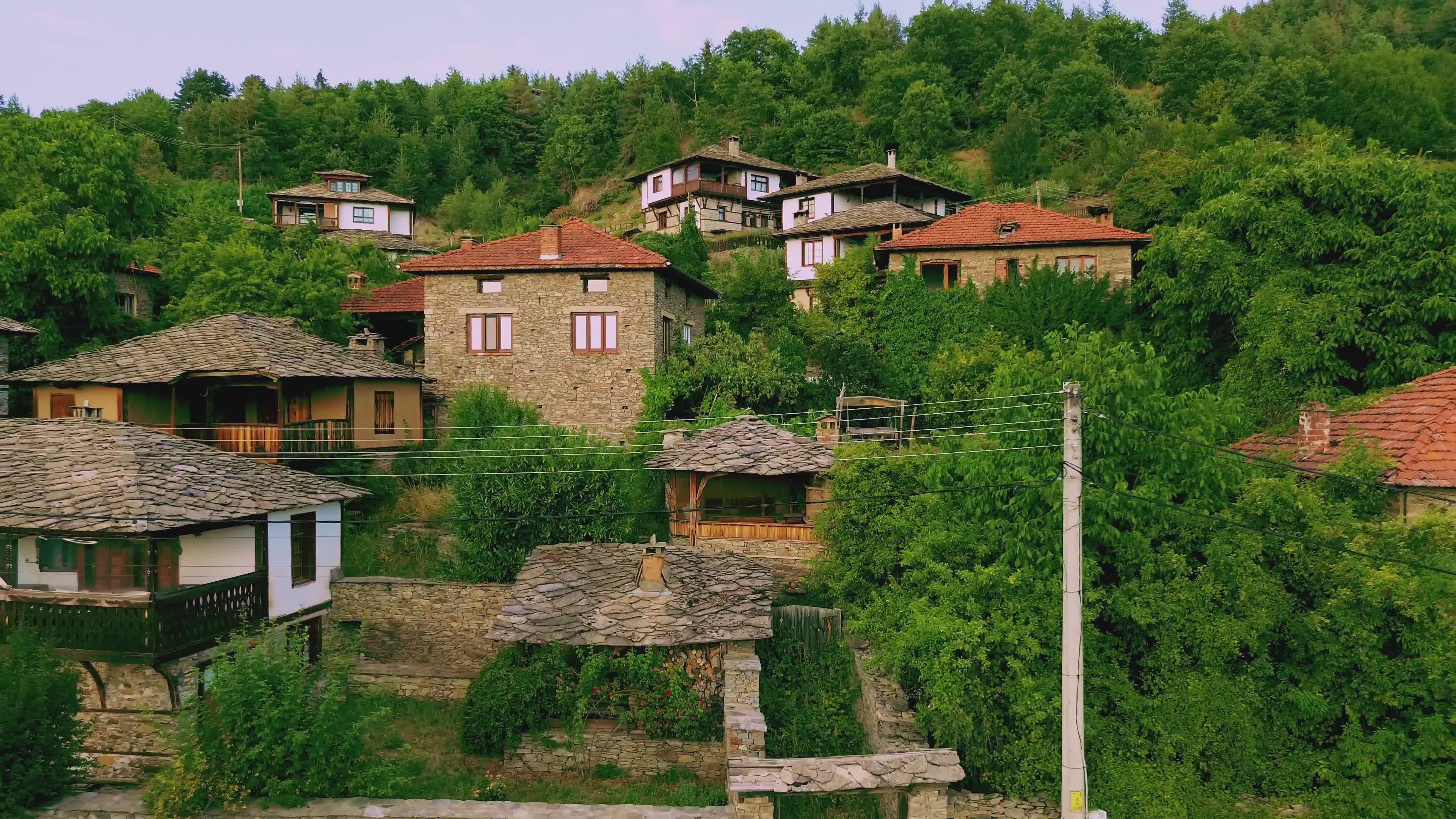 Charming Bulgarian Village with Stone Houses Free Stock Video Footage ...