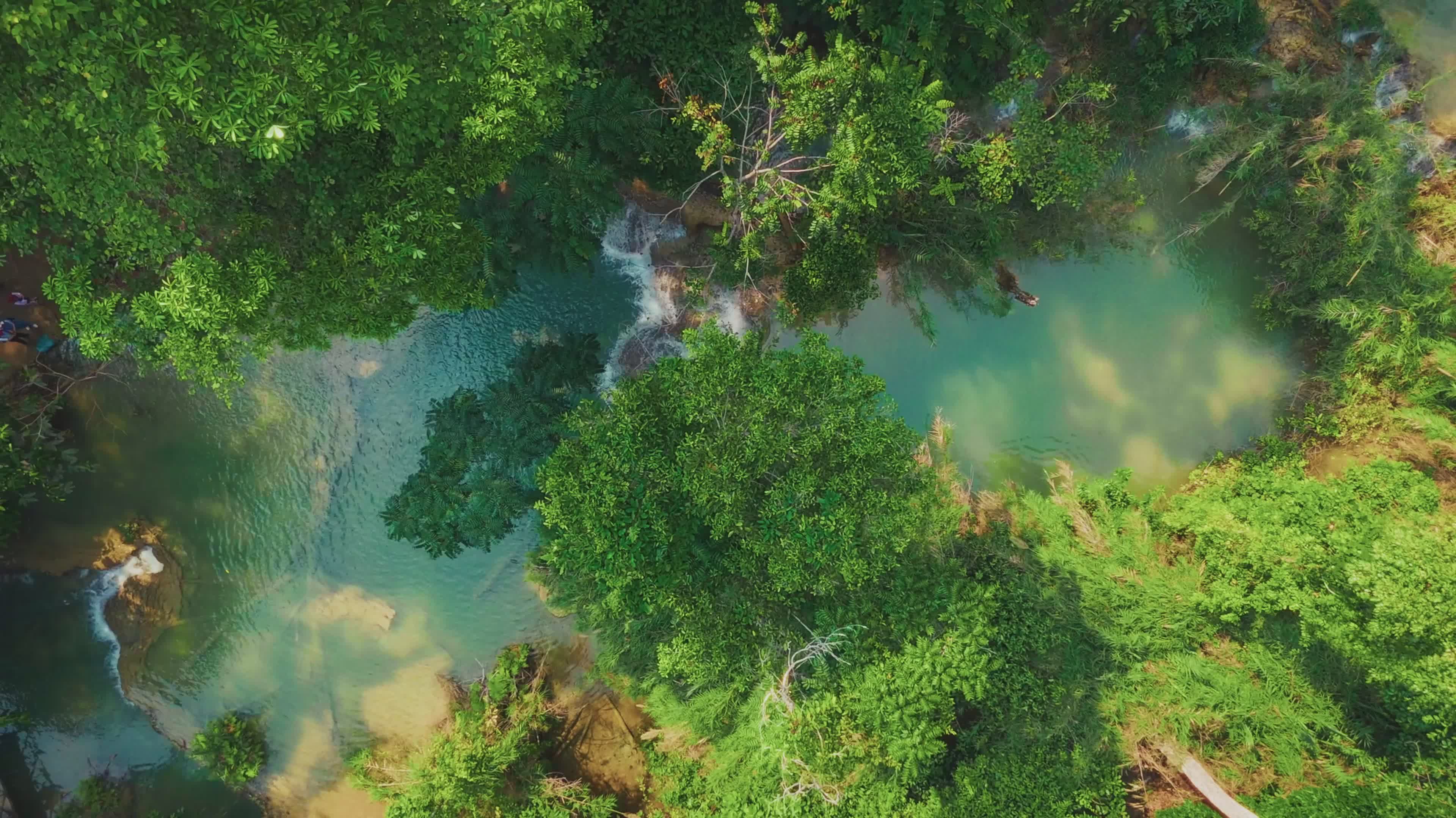 Aerial View of Kuang Si Falls in Laos Free Stock Video Footage, Royalty ...
