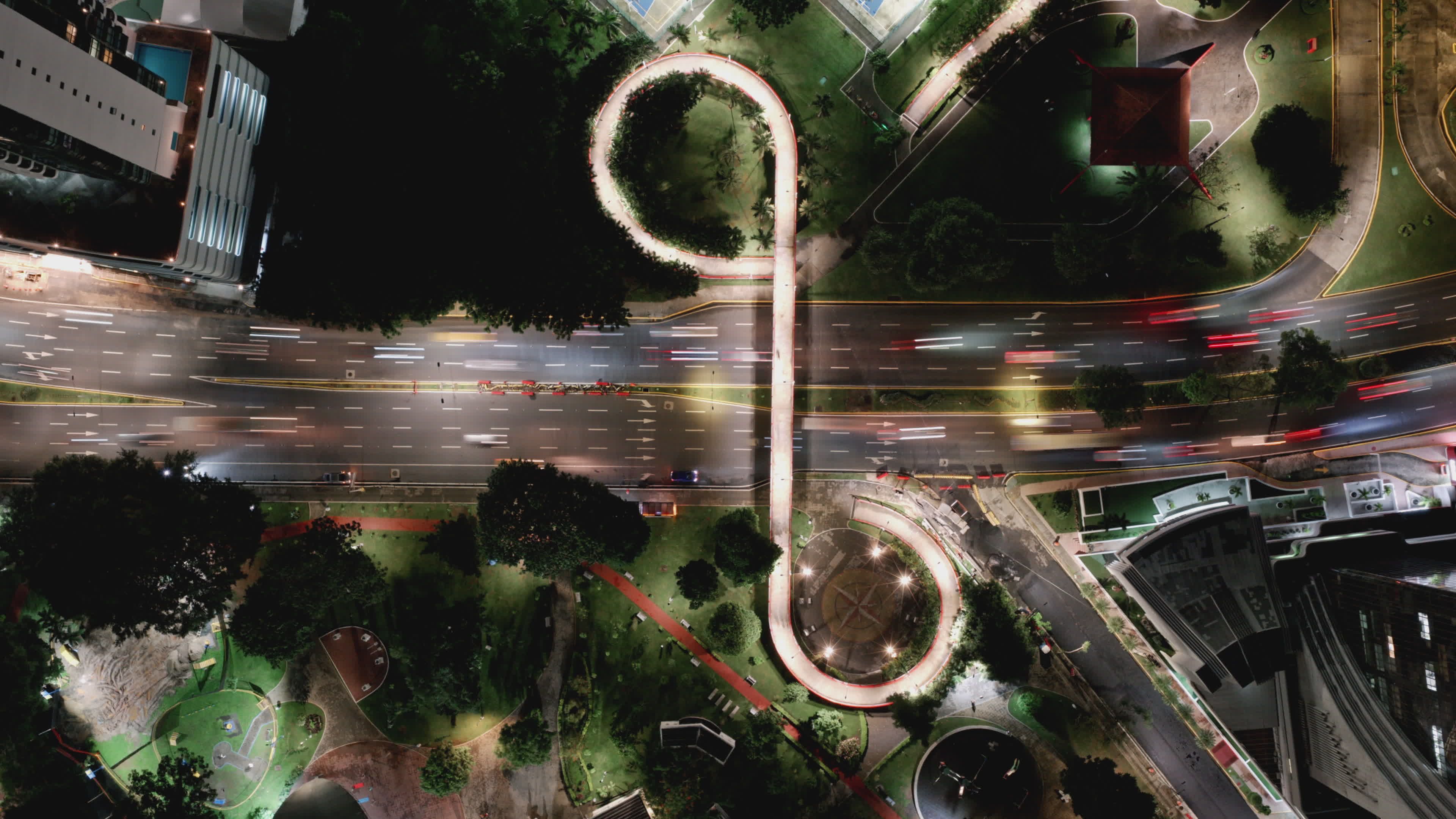 Aerial Night Time Lapse of City Traffic Loop Free Stock Video Footage ...