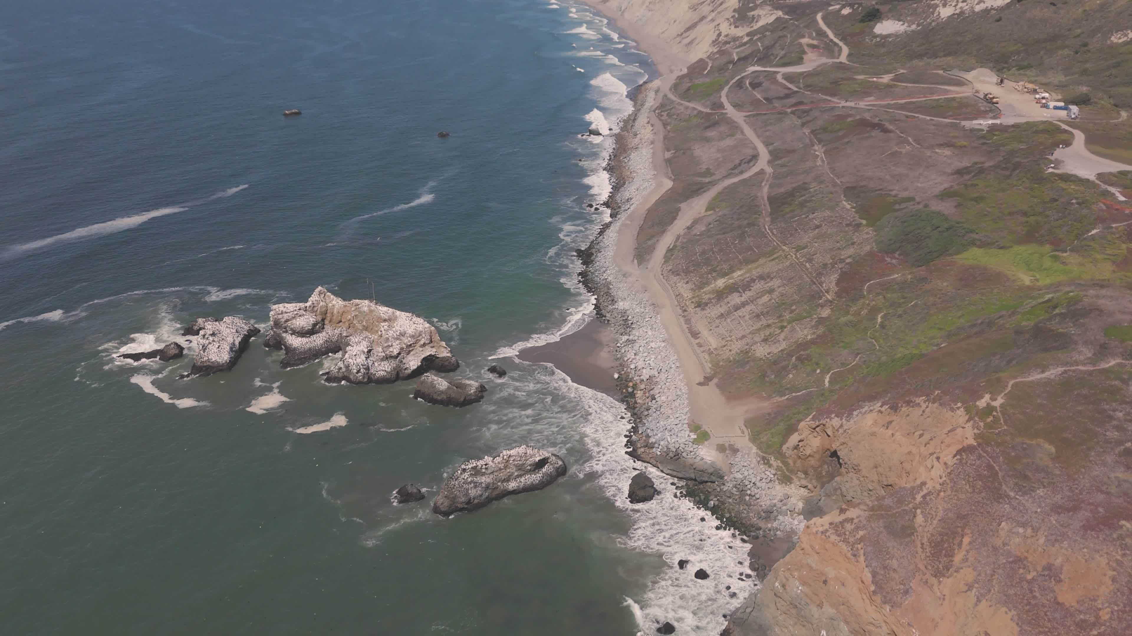 Aerial View of Scenic Coastal Cliffside Free Stock Video Footage ...