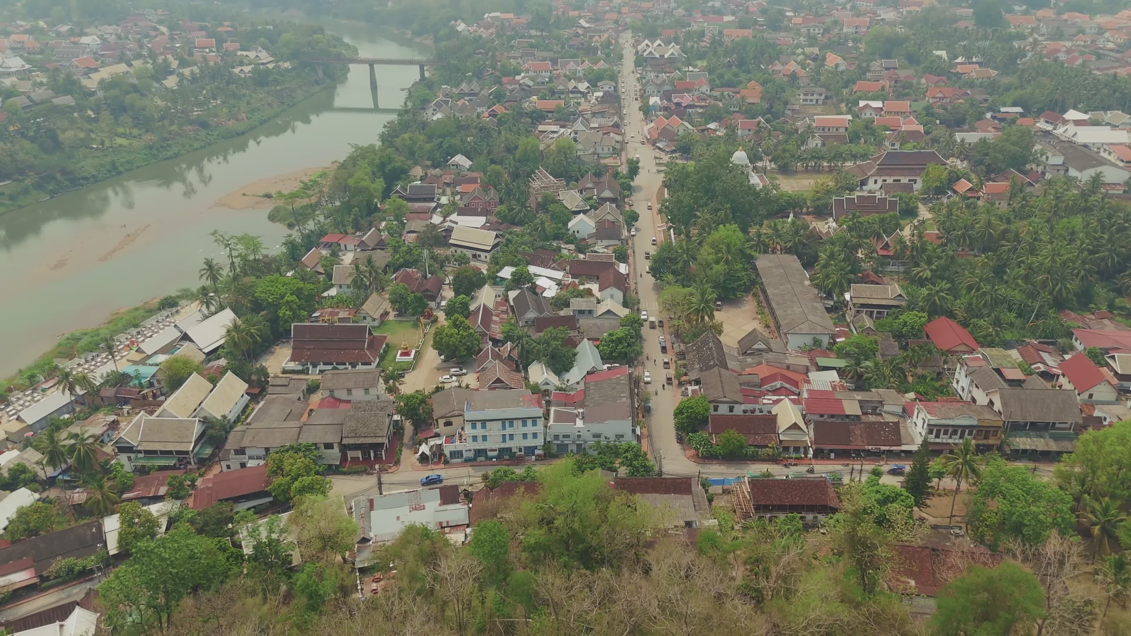 Stunning Aerial View of Luang Prabang, Laos Free Stock Video Footage ...