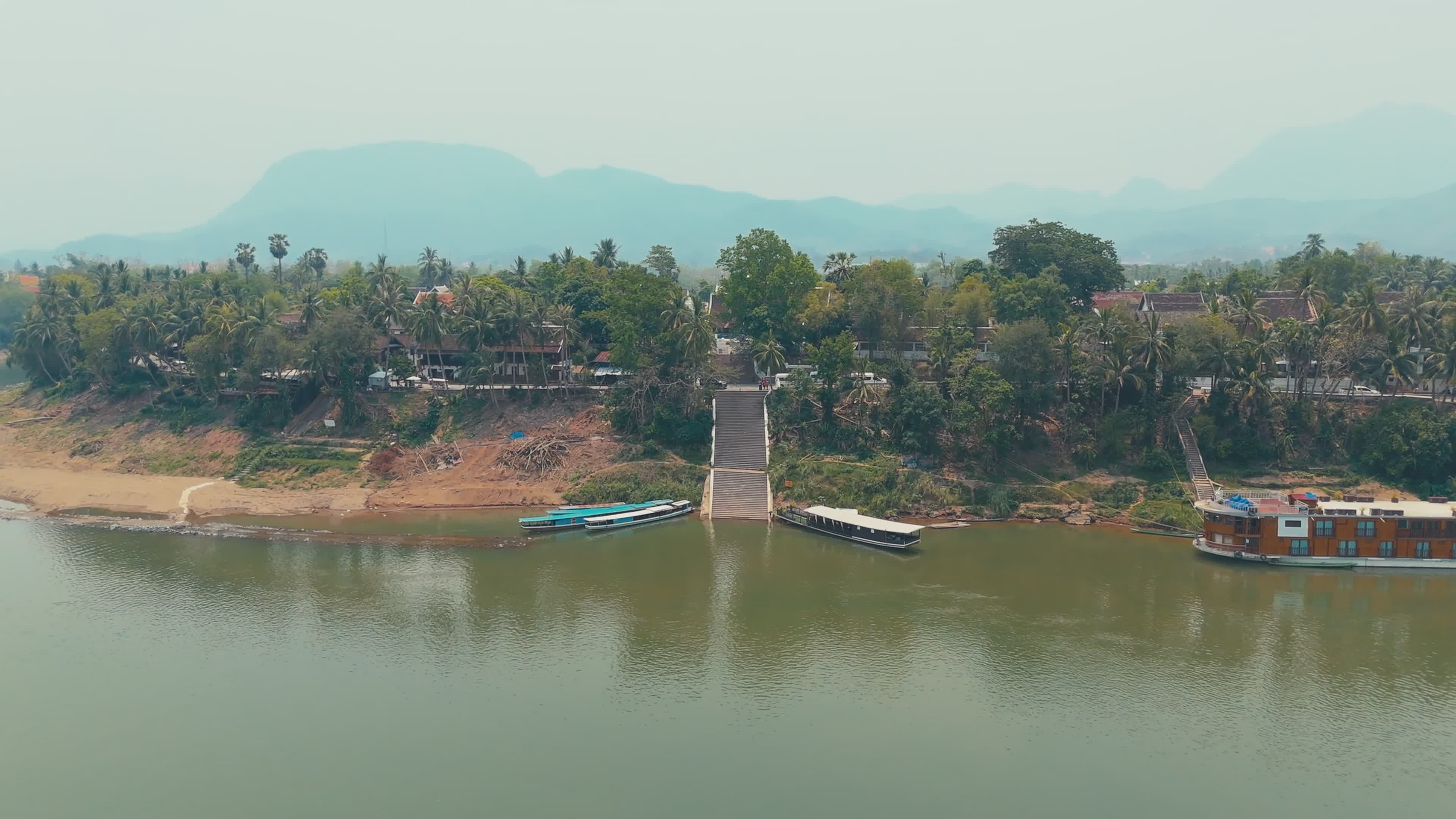 Scenic Aerial View of Luang Prabang, Laos Free Stock Video Footage ...
