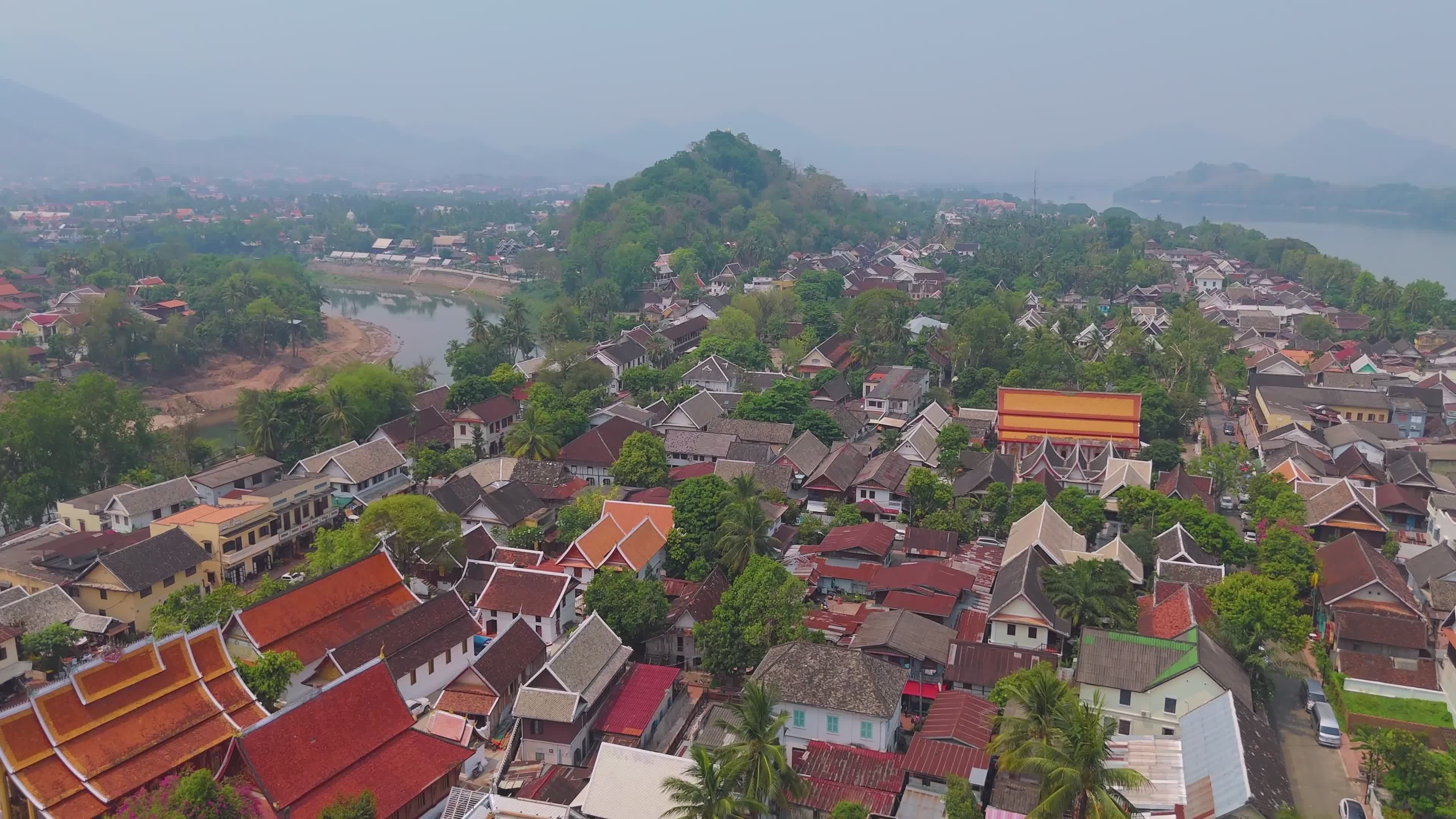 Aerial View of Scenic Luang Prabang, Laos Free Stock Video Footage ...