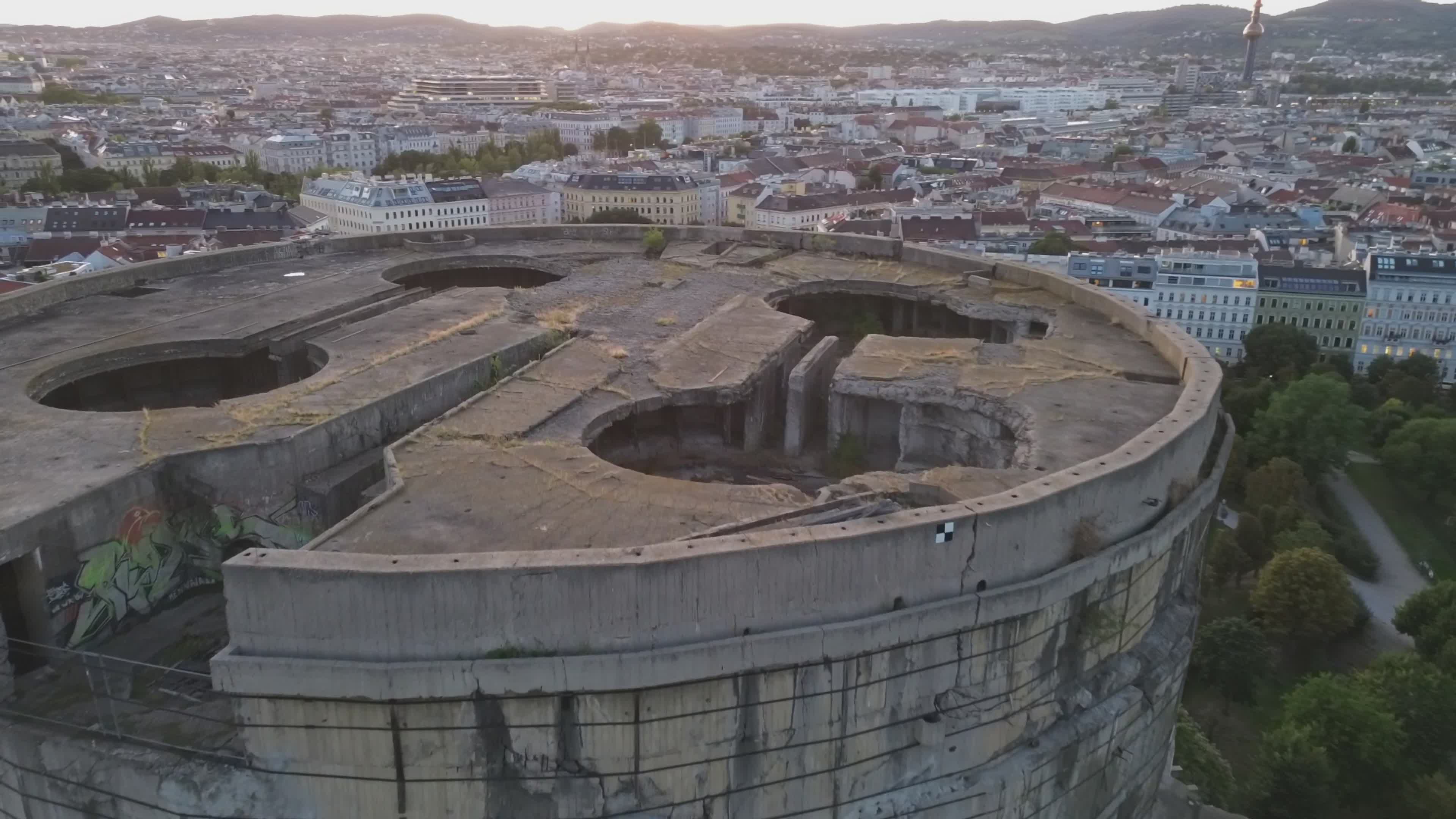 Aerial View of Augarten Flakturm in Vienna Free Stock Video Footage ...
