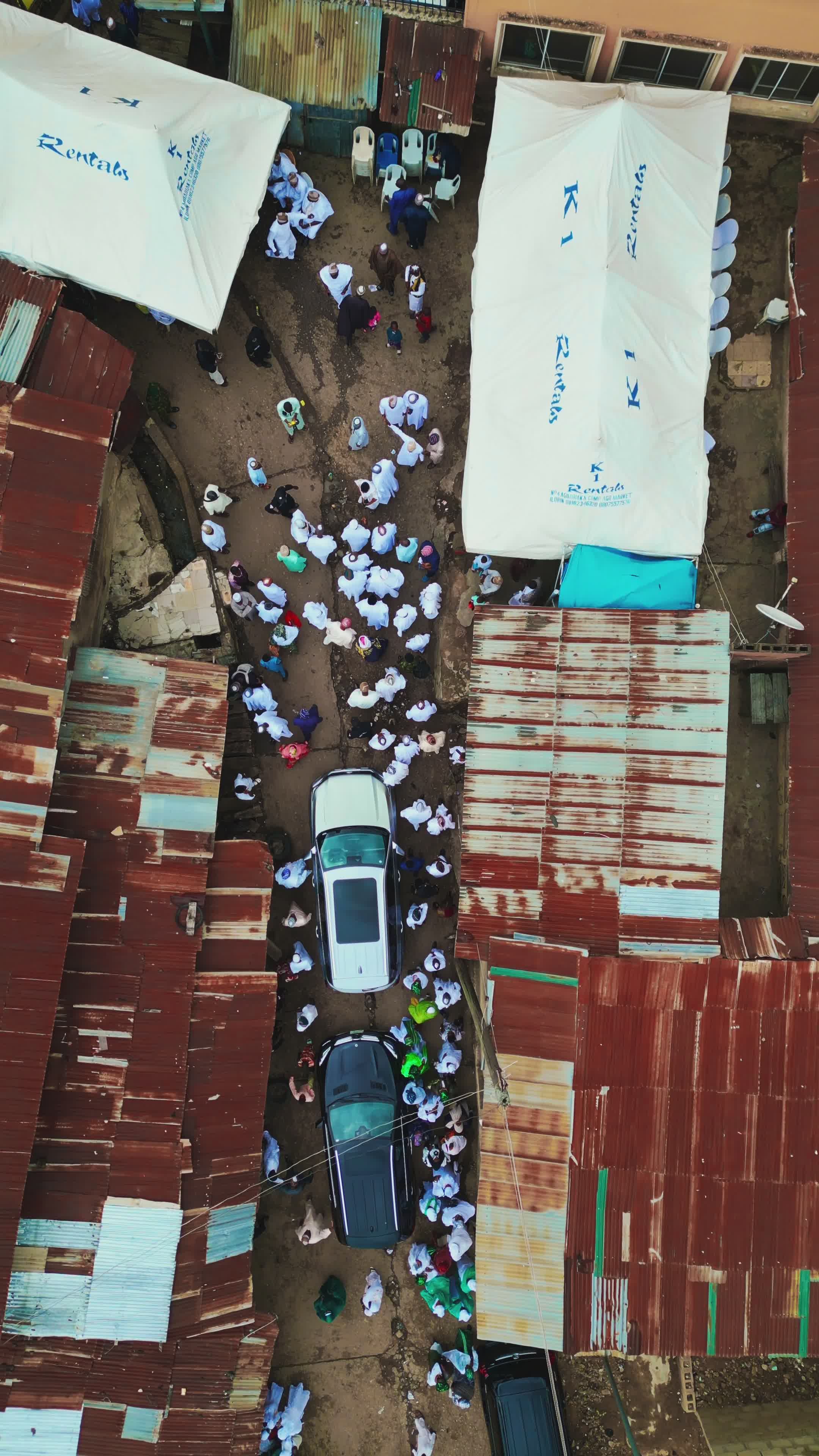 Aerial View of Crowded Urban Street Gathering Free Stock Video Footage ...