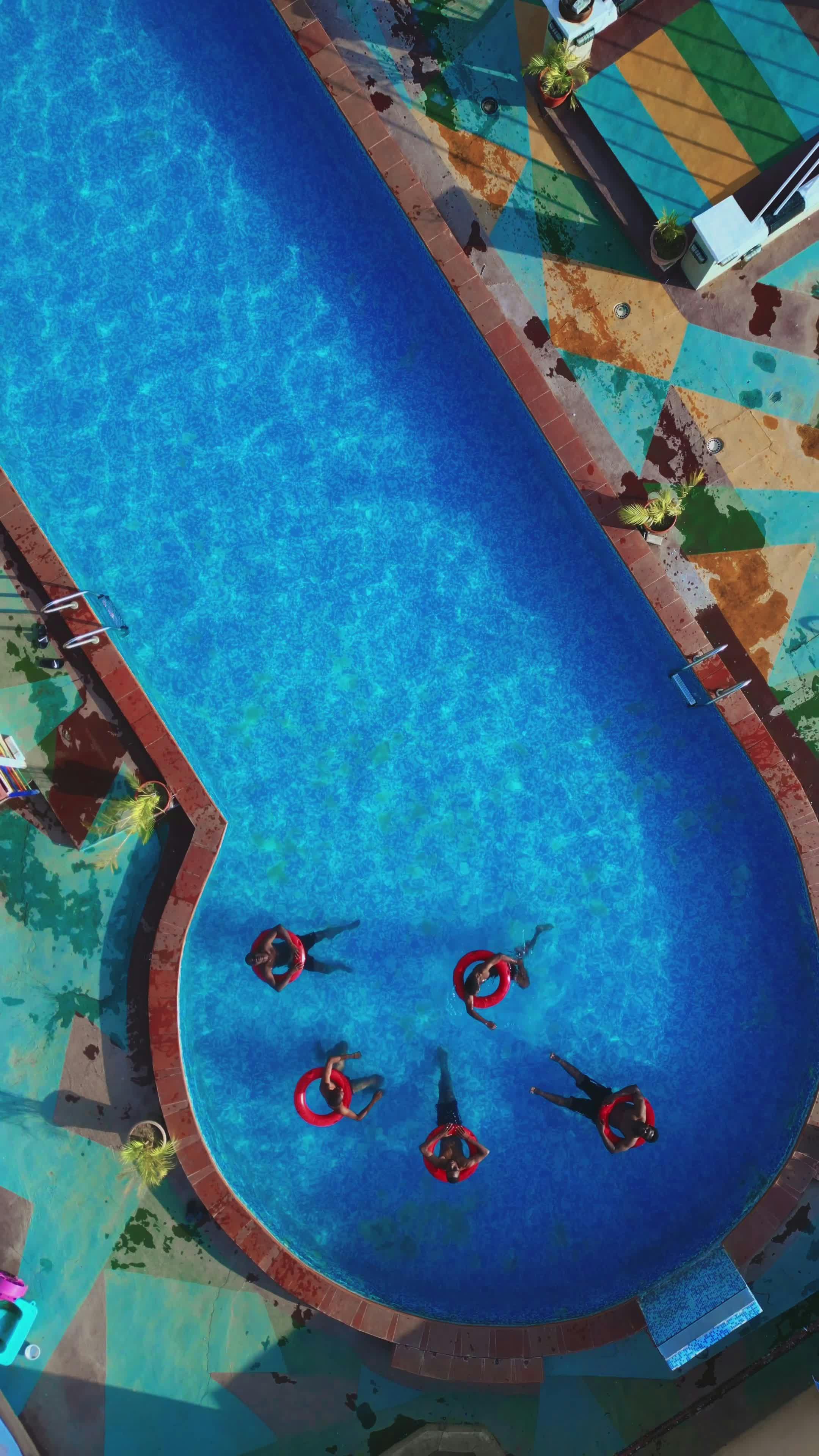 Aerial View of Colorful Swimming Pool Free Stock Video Footage, Royalty ...