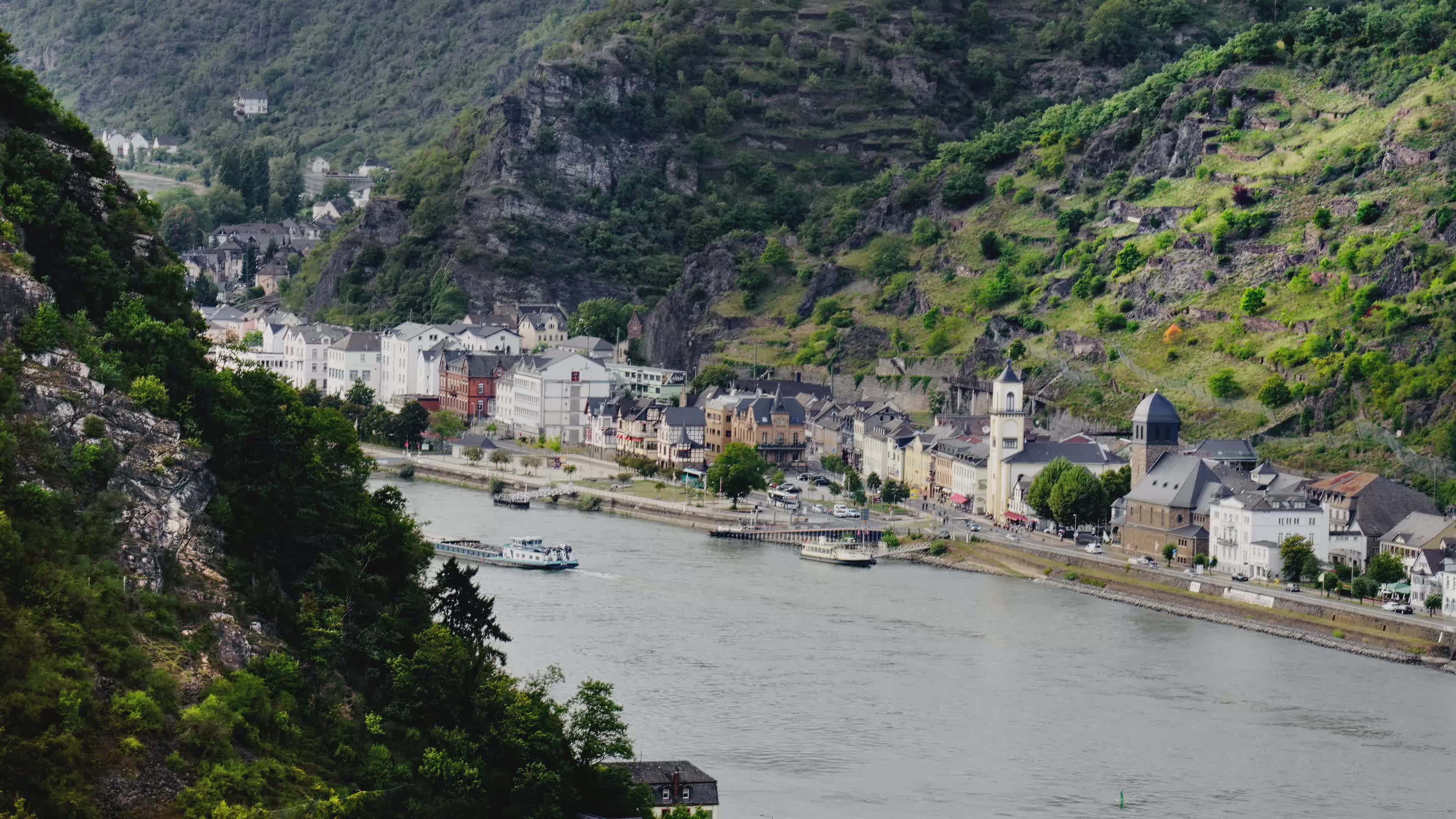 Scenic Rhine River Village View Free Stock Video Footage, Royalty-Free ...