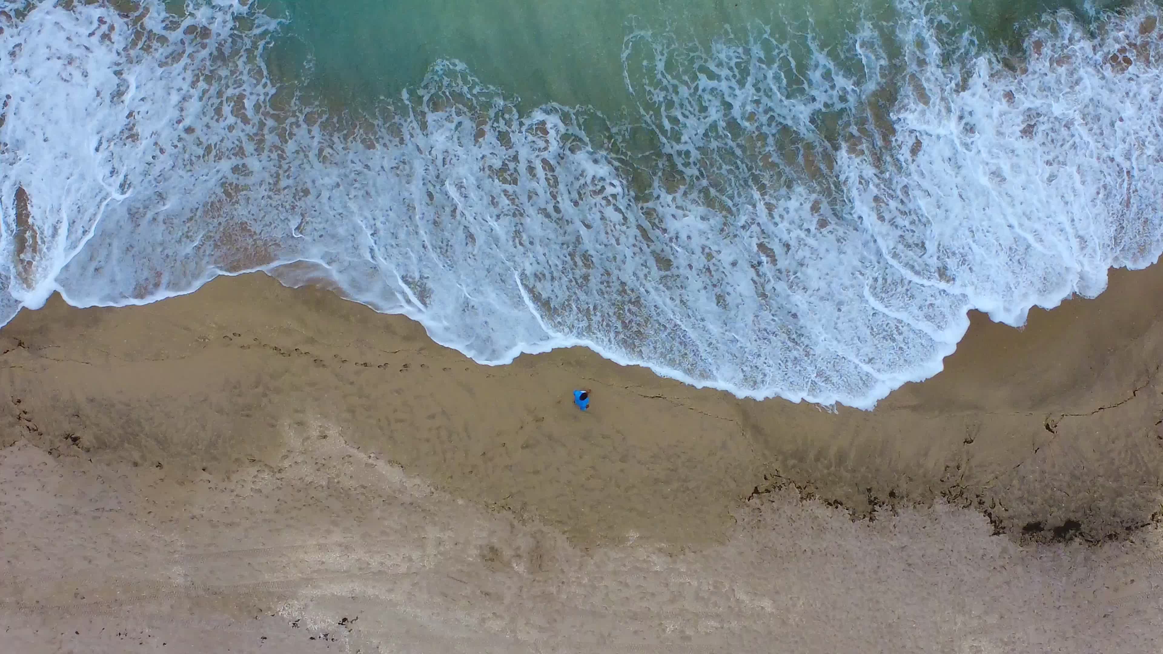 Aerial Drone Footage of Ocean Waves on Beach Free Stock Video Footage ...