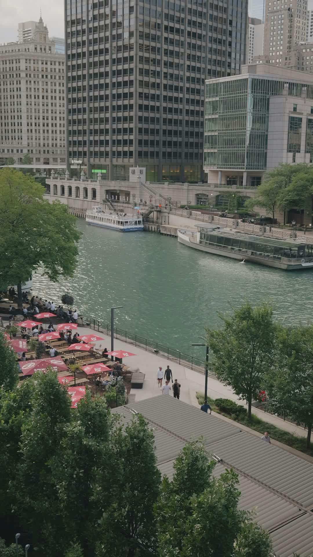 Scenic Stroll Along Chicago Riverwalk Free Stock Video Footage, Royalty ...