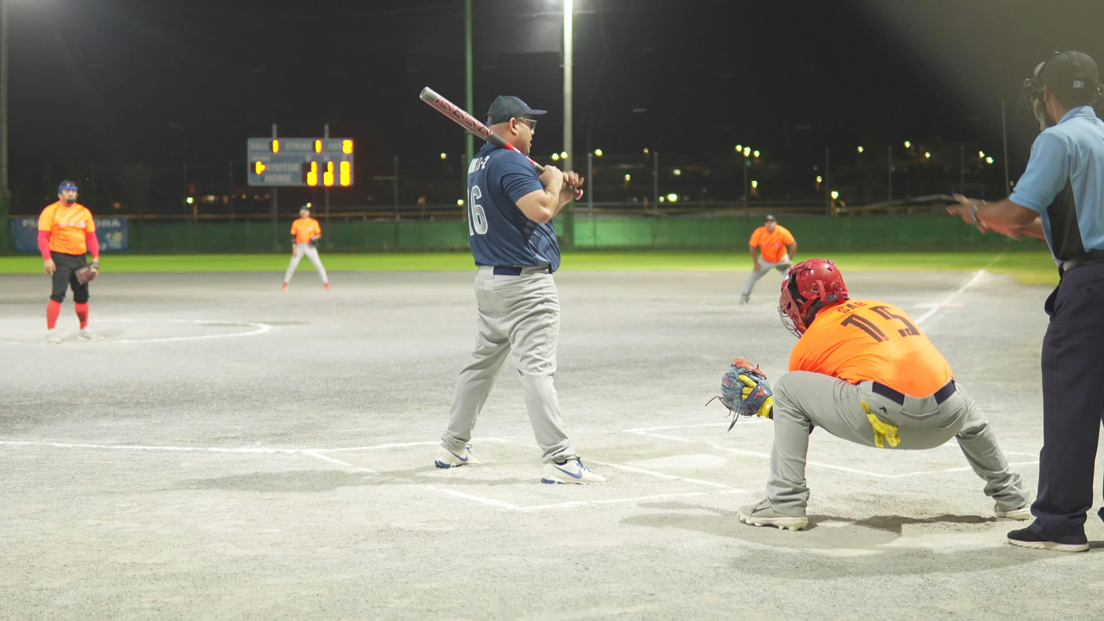 Exciting Night Baseball Game Under Stadium Lights Free Stock Video ...