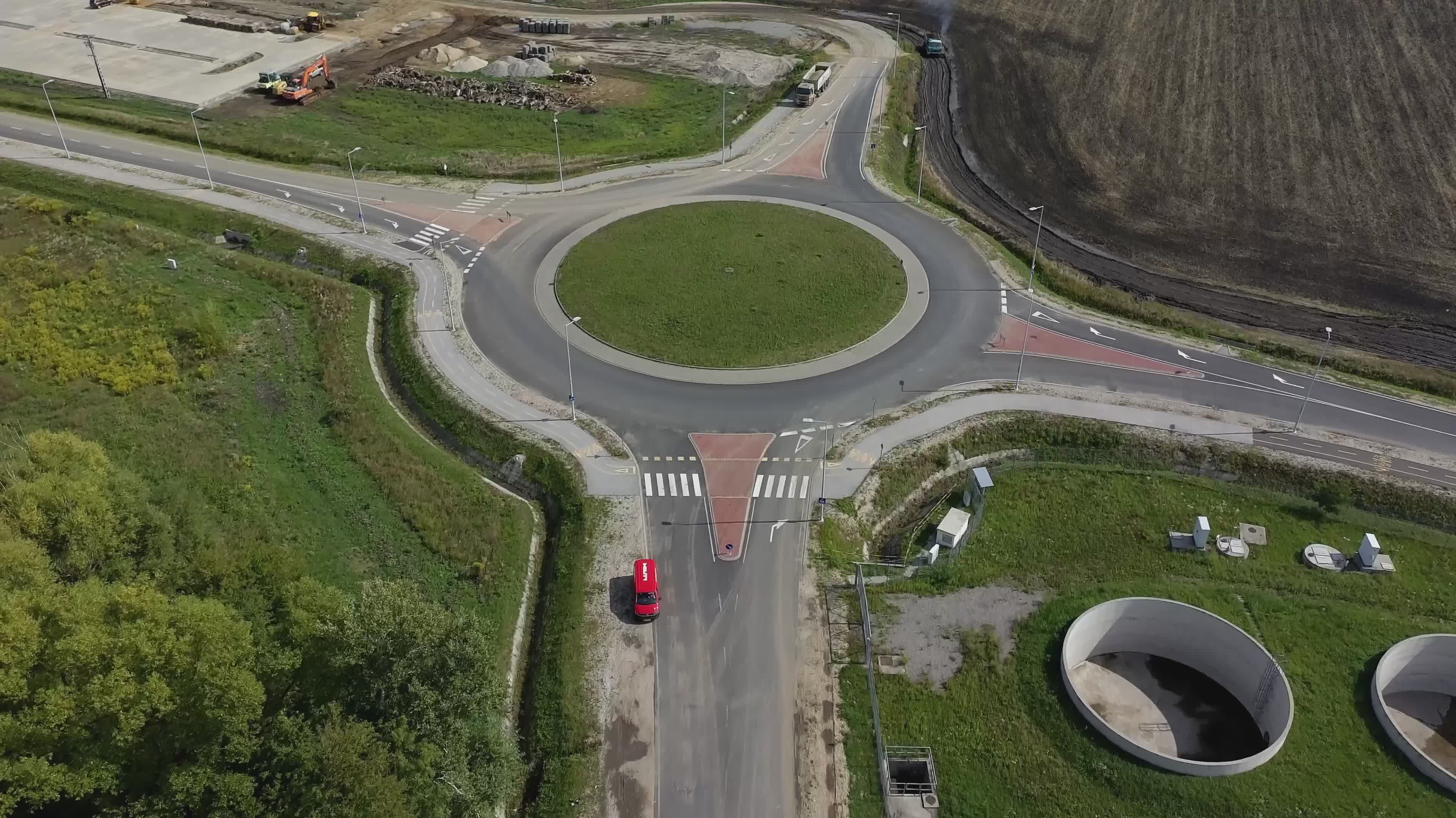 Stunning Aerial View of a Rural Roundabout Free Stock Video Footage ...