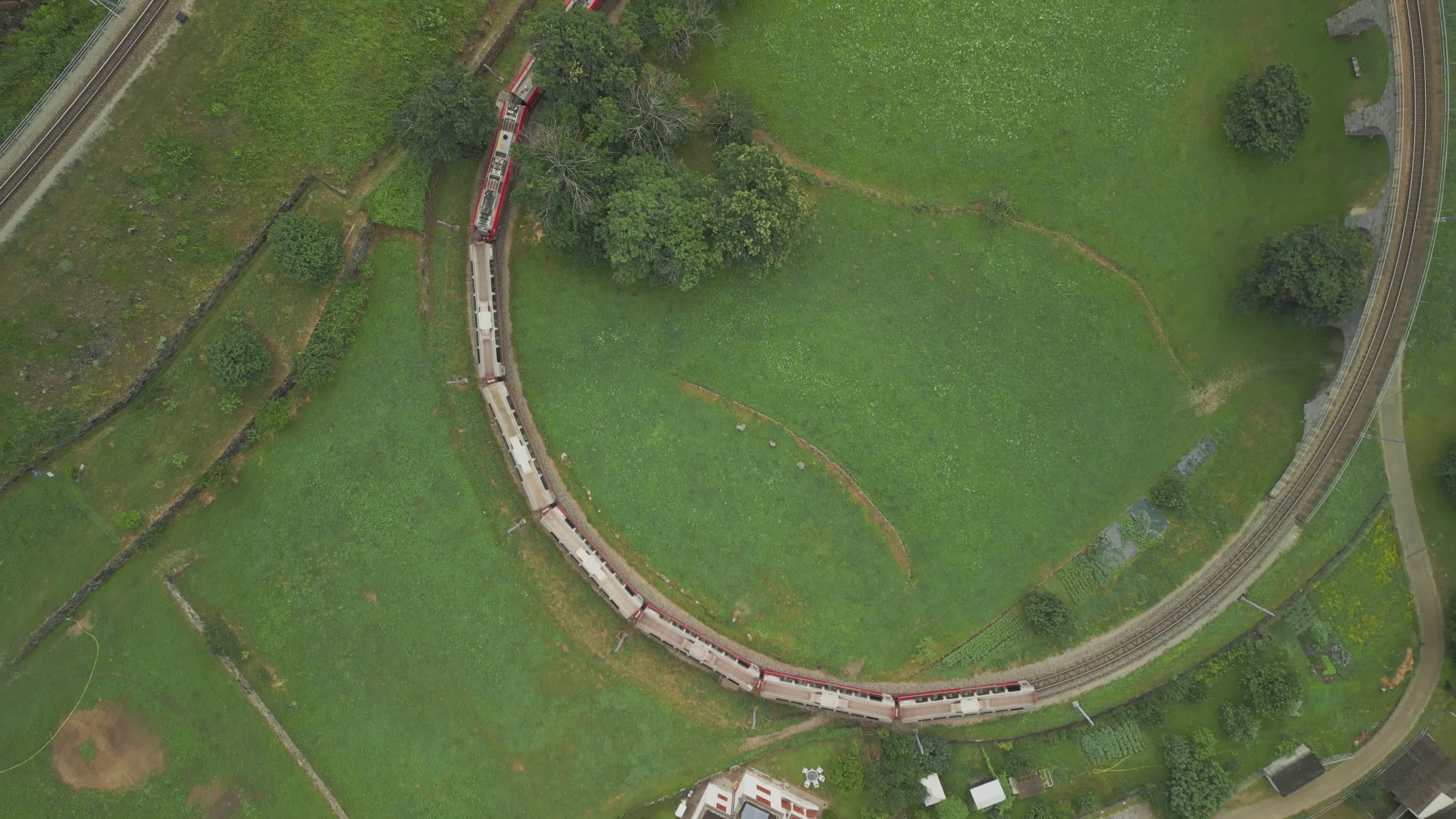 Drone View of Swiss Scenic Railway Loop Free Stock Video Footage ...
