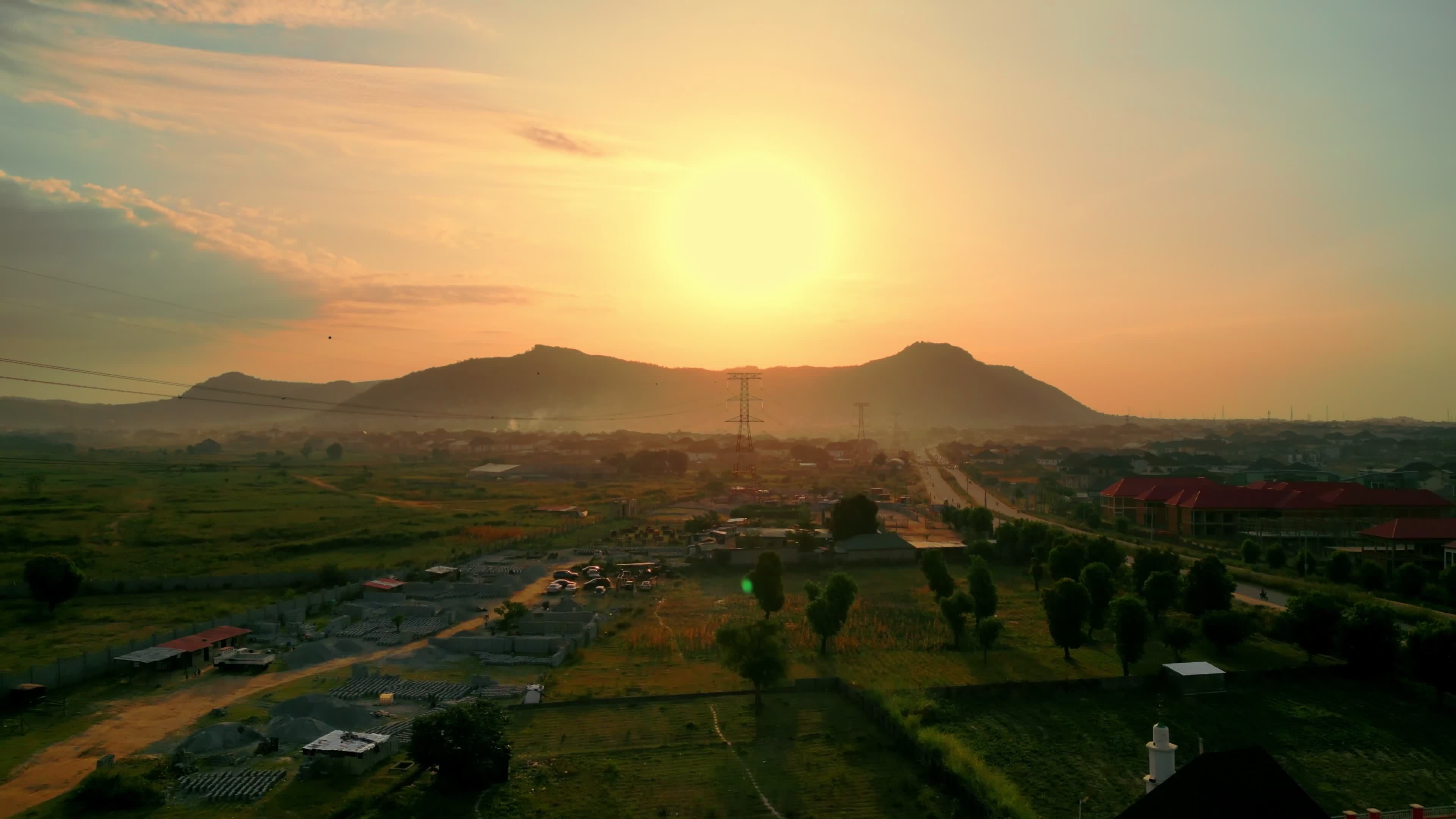 Scenic Sunrise Over Rural Landscape with Mountains Free Stock Video ...