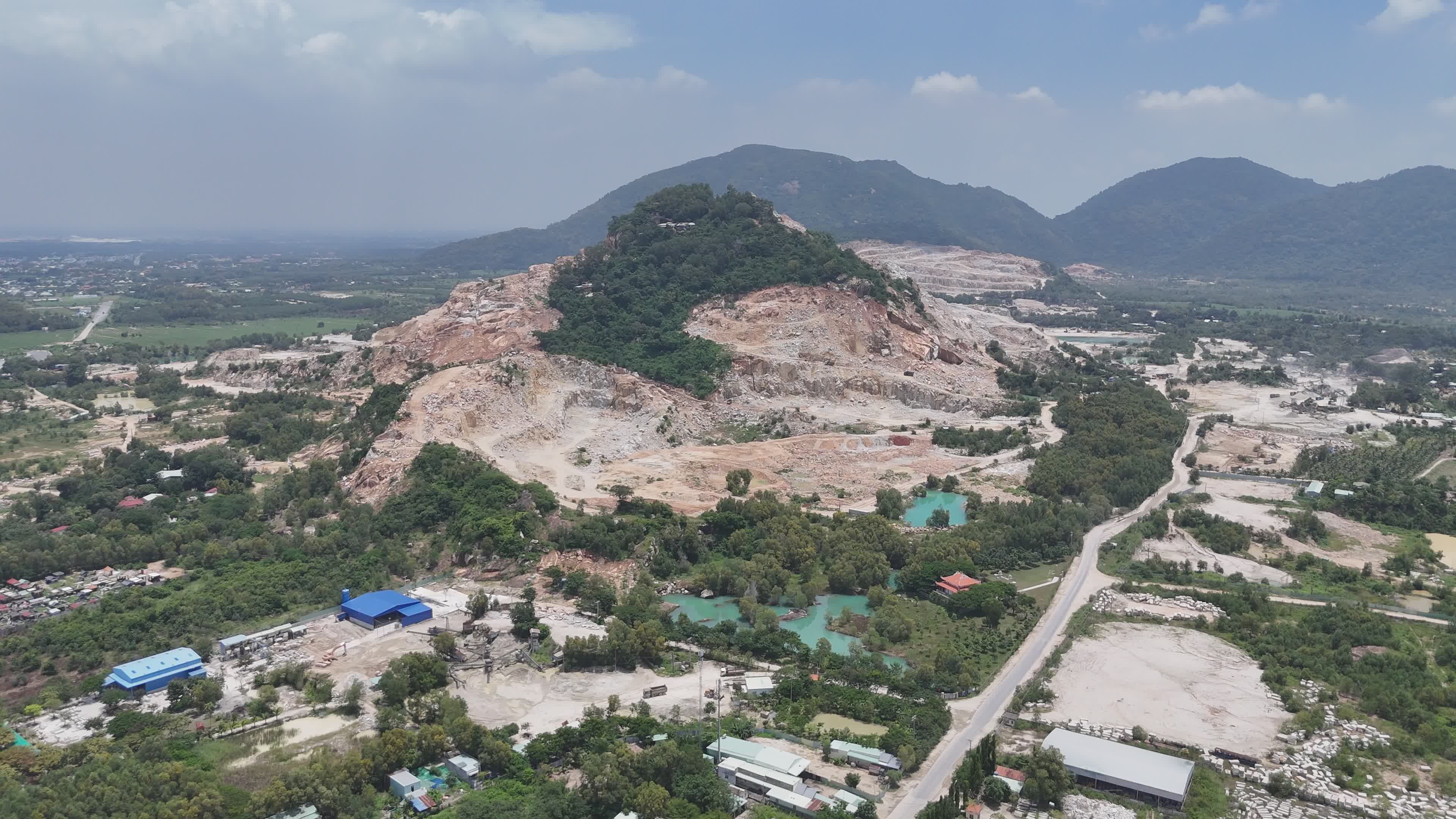 Aerial View of Quarry Landscape with Mountains Free Stock Video Footage ...