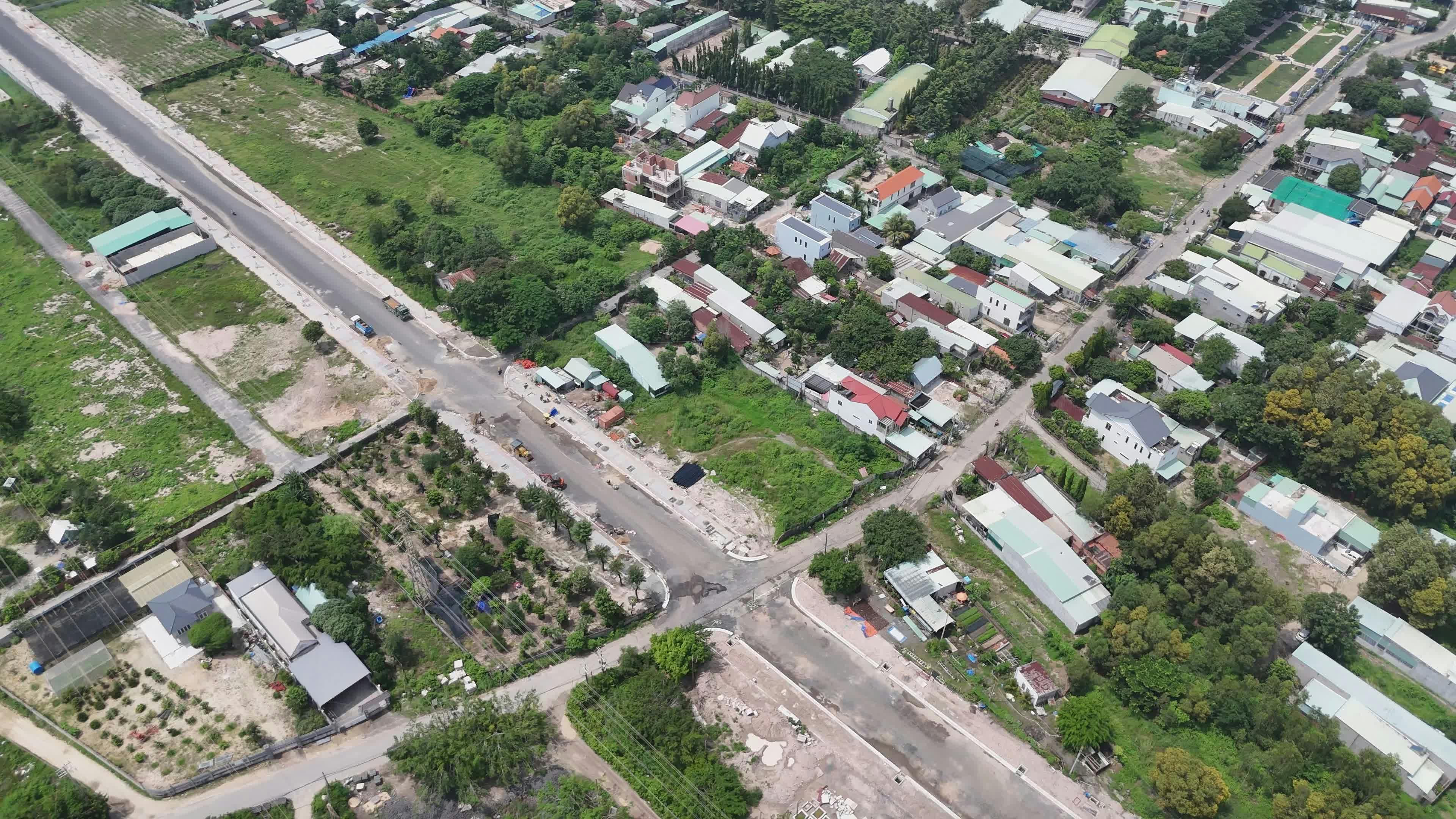 Aerial View of Urban Neighborhood Intersection Free Stock Video Footage ...