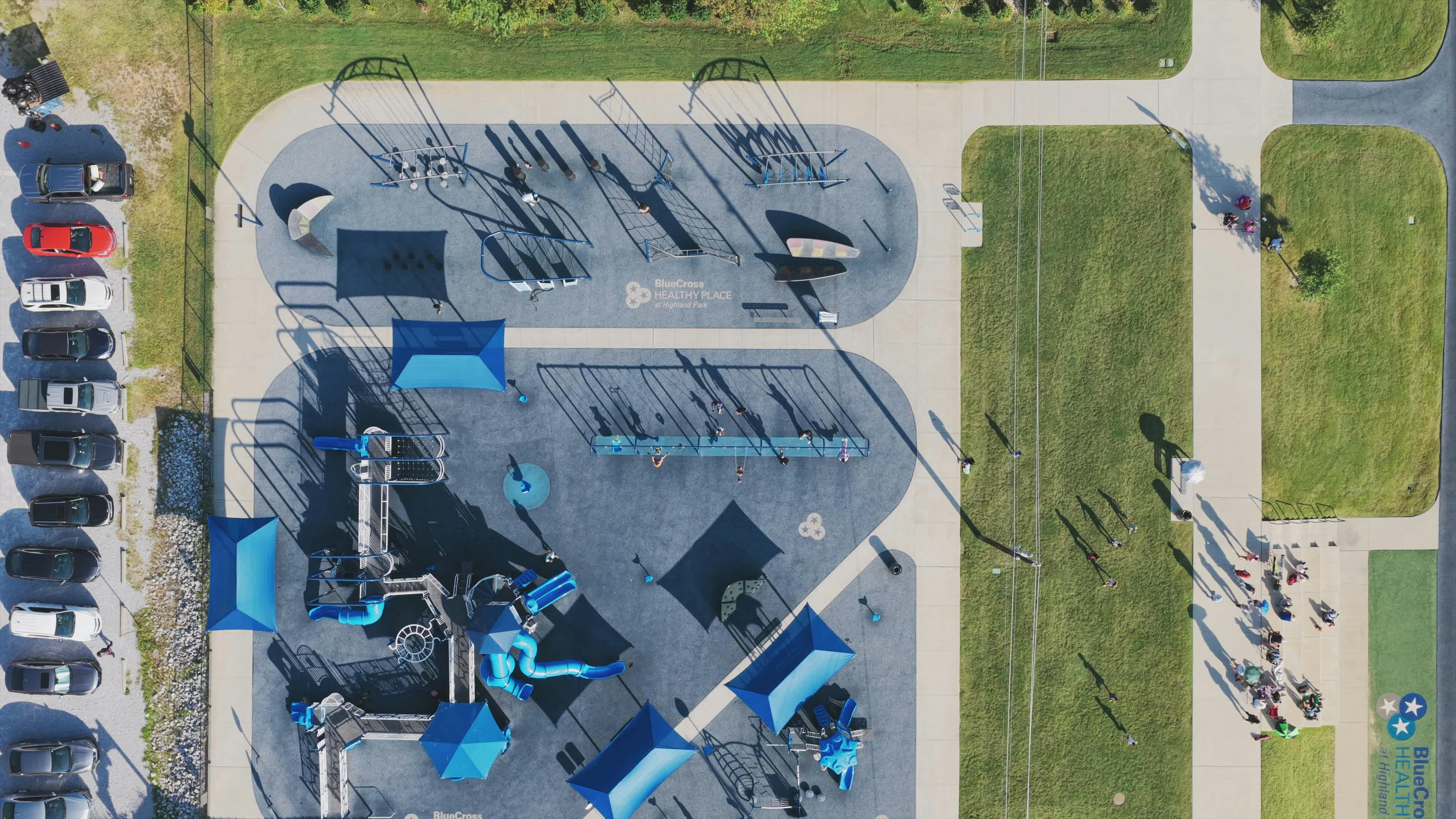 Aerial View of Colorful Playground in Park Free Stock Video Footage ...