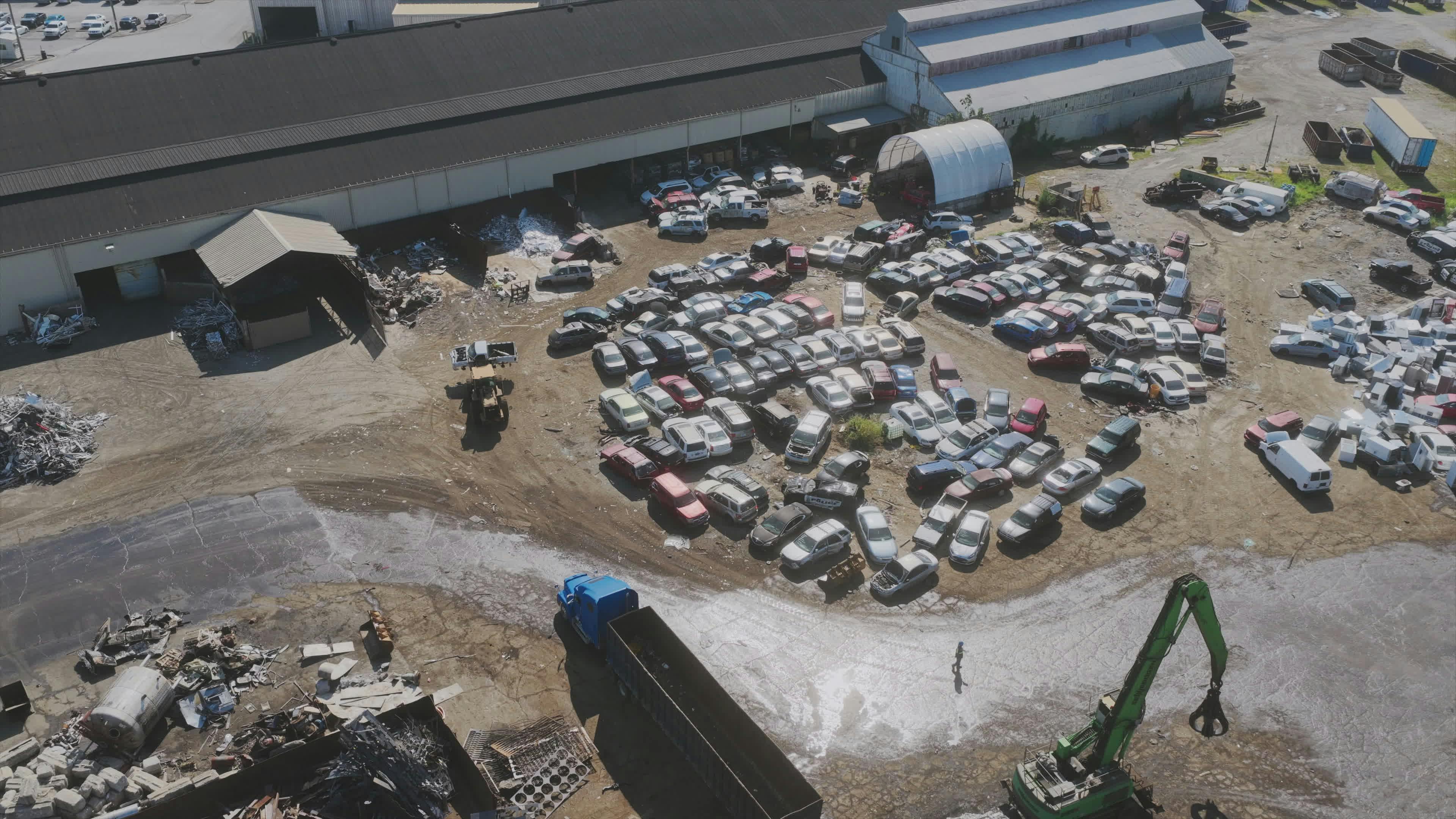 Aerial View of a Large Car Junkyard Free Stock Video Footage, Royalty ...