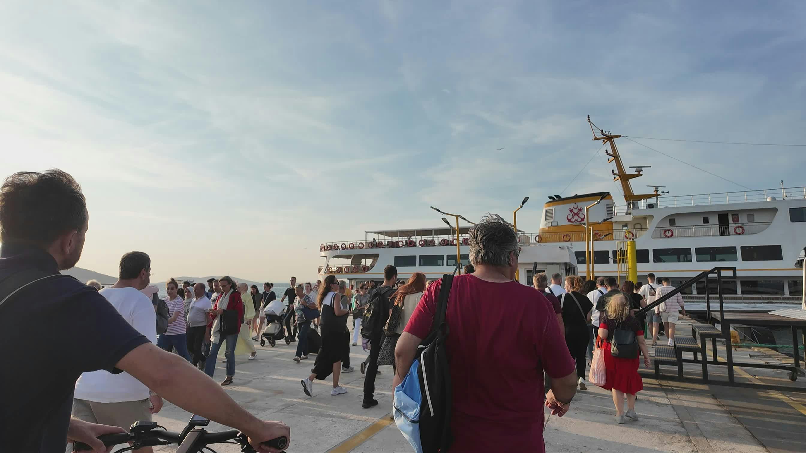 Crowd Boarding Ferry at Docks in Sunny Weather Free Stock Video Footage ...